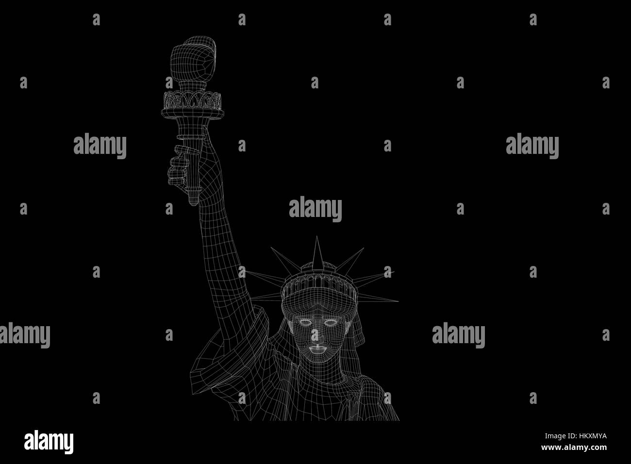 Liberty Statue in Wireframe Hologram Style. Nice 3D Rendering Stock ...