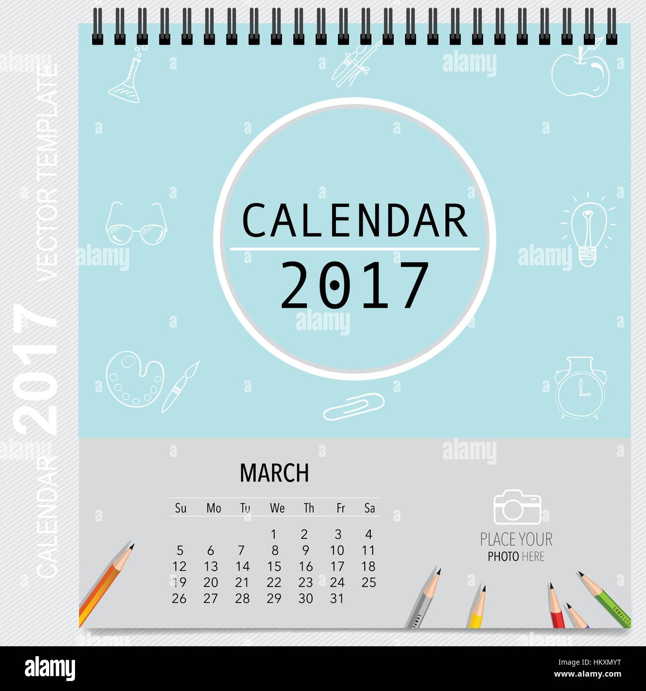 2017 Calendar planner vector design, monthly calendar template for ...
