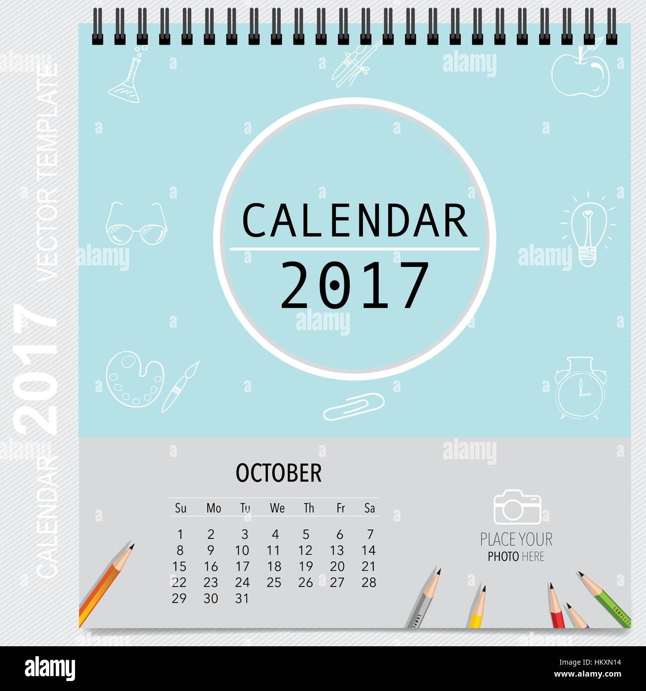 2017 Calendar planner vector design, monthly calendar template for ...