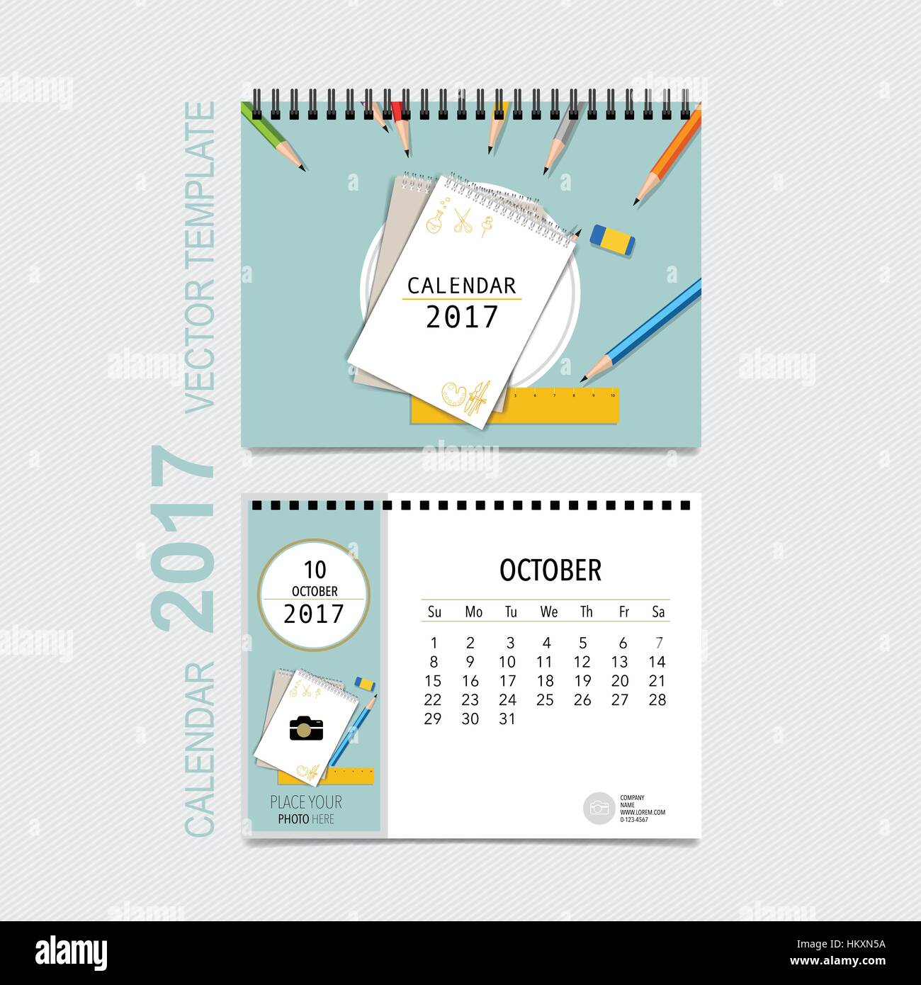 2017 Calendar planner vector design, monthly calendar template for ...