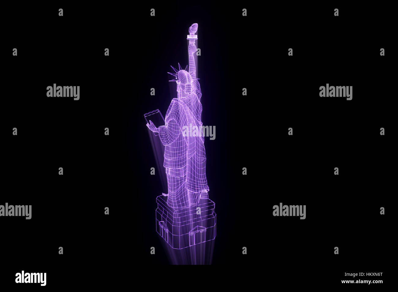 Liberty Statue in Wireframe Hologram Style. Nice 3D Rendering Stock ...