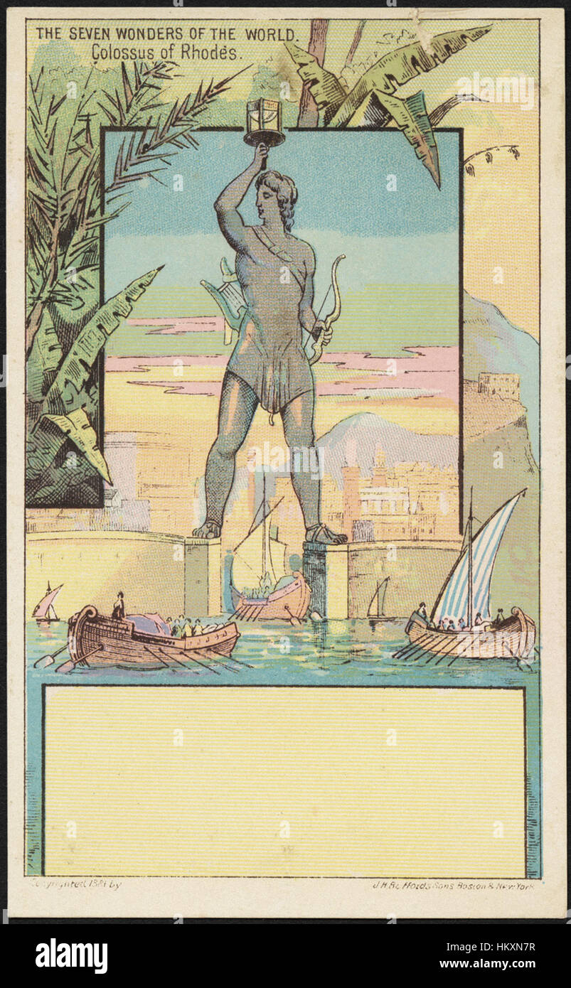 The seven wonders of the world. Colossus of Rhodes Stock Photo - Alamy