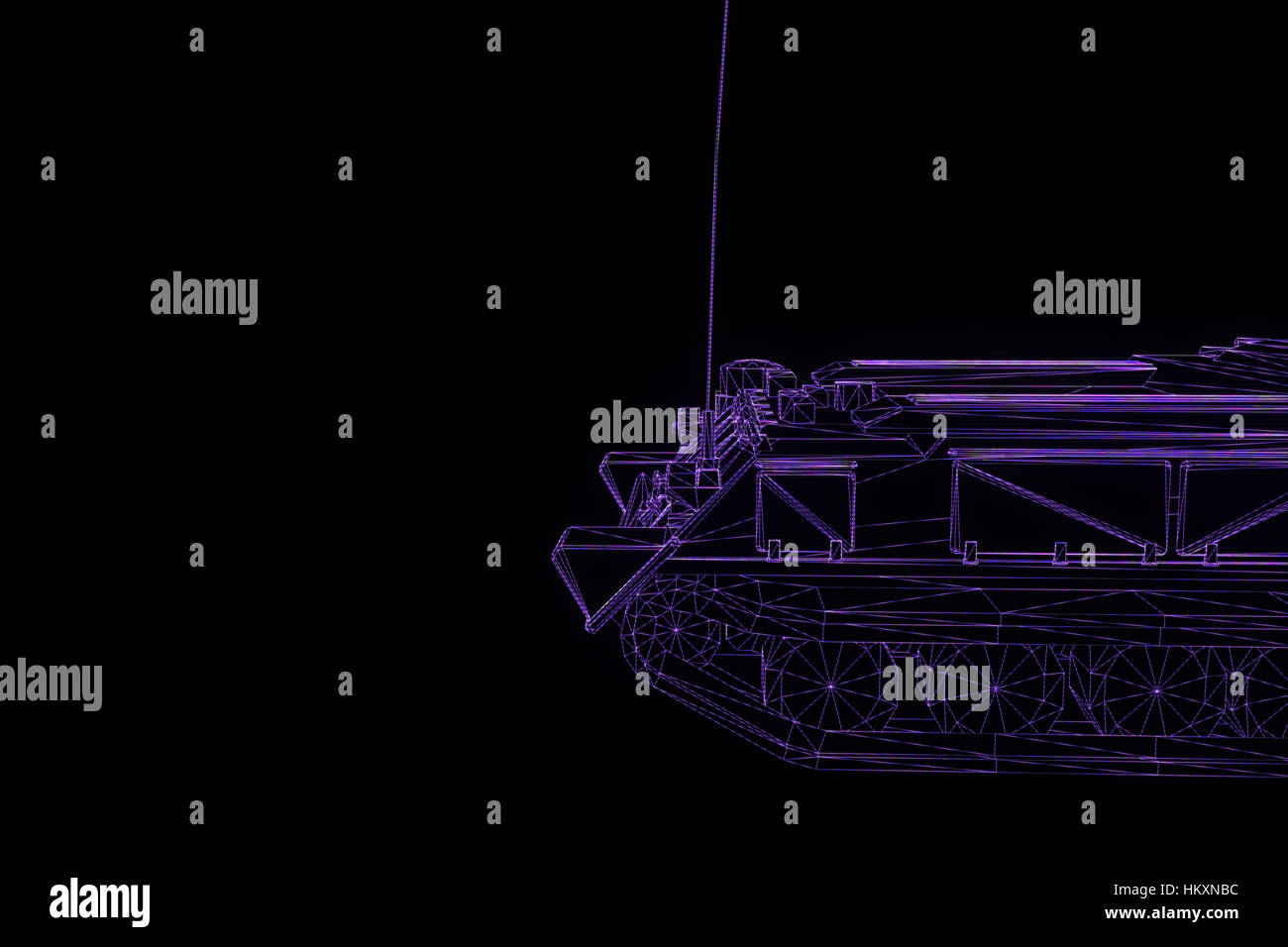 3D Tank Hologram Wireframe in Motion. Nice 3D Rendering Stock Photo - Alamy