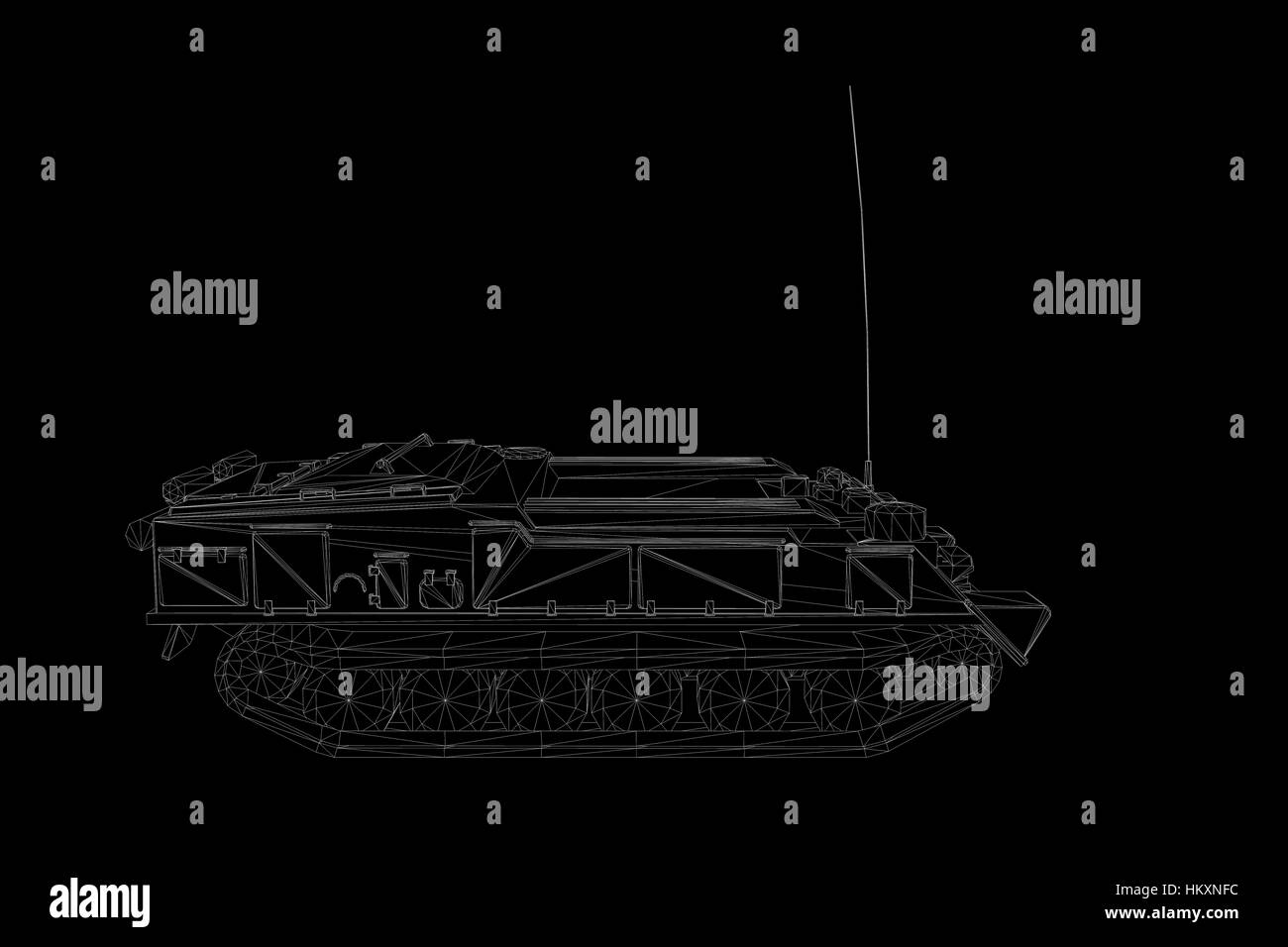3D Tank Hologram Wireframe in Motion. Nice 3D Rendering Stock Photo - Alamy