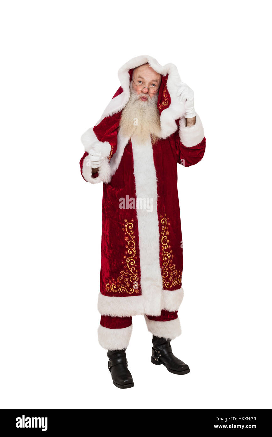 Santa Claus puts on his coat Stock Photo - Alamy