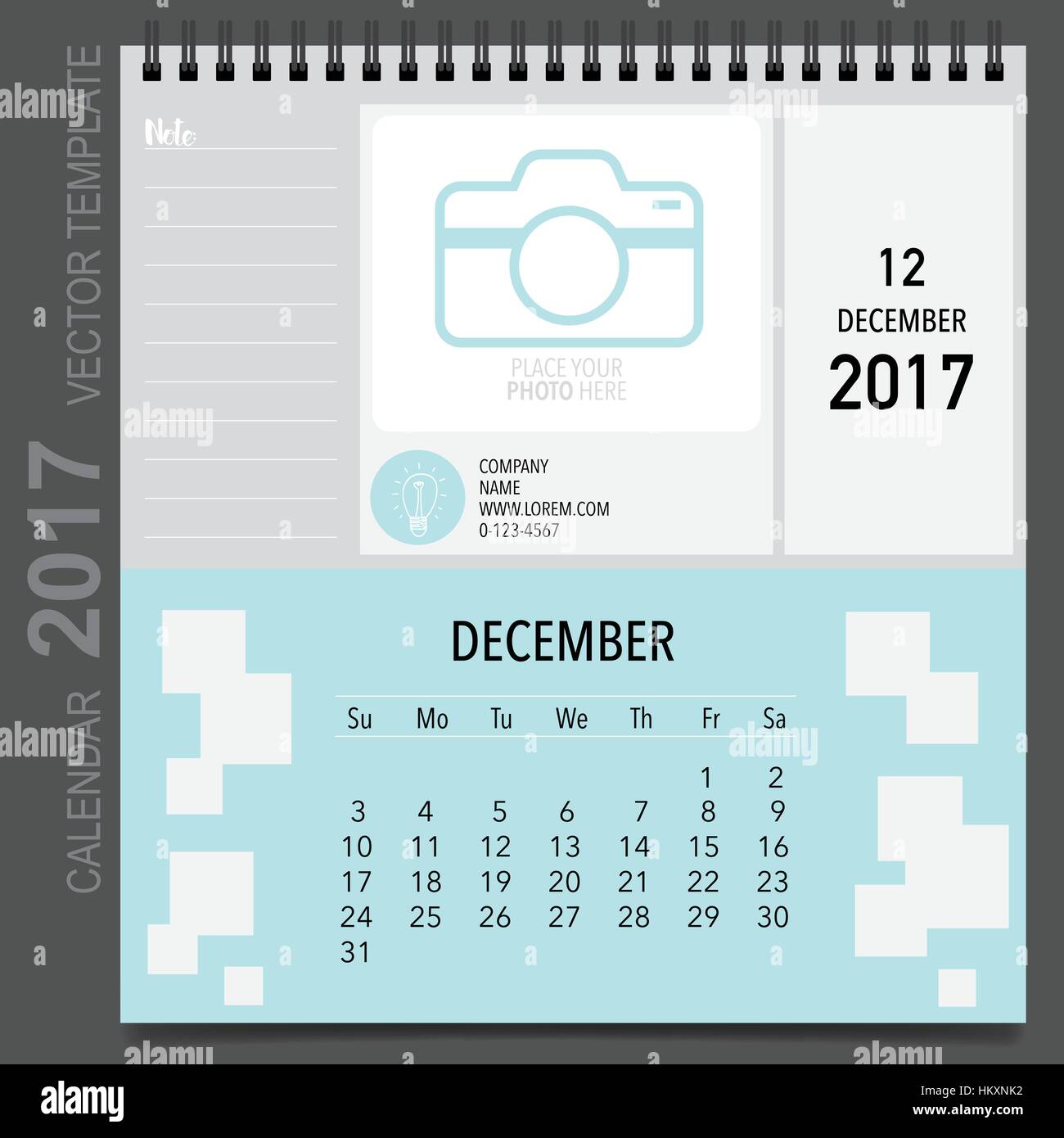 2017 Calendar planner vector design, monthly calendar template for ...