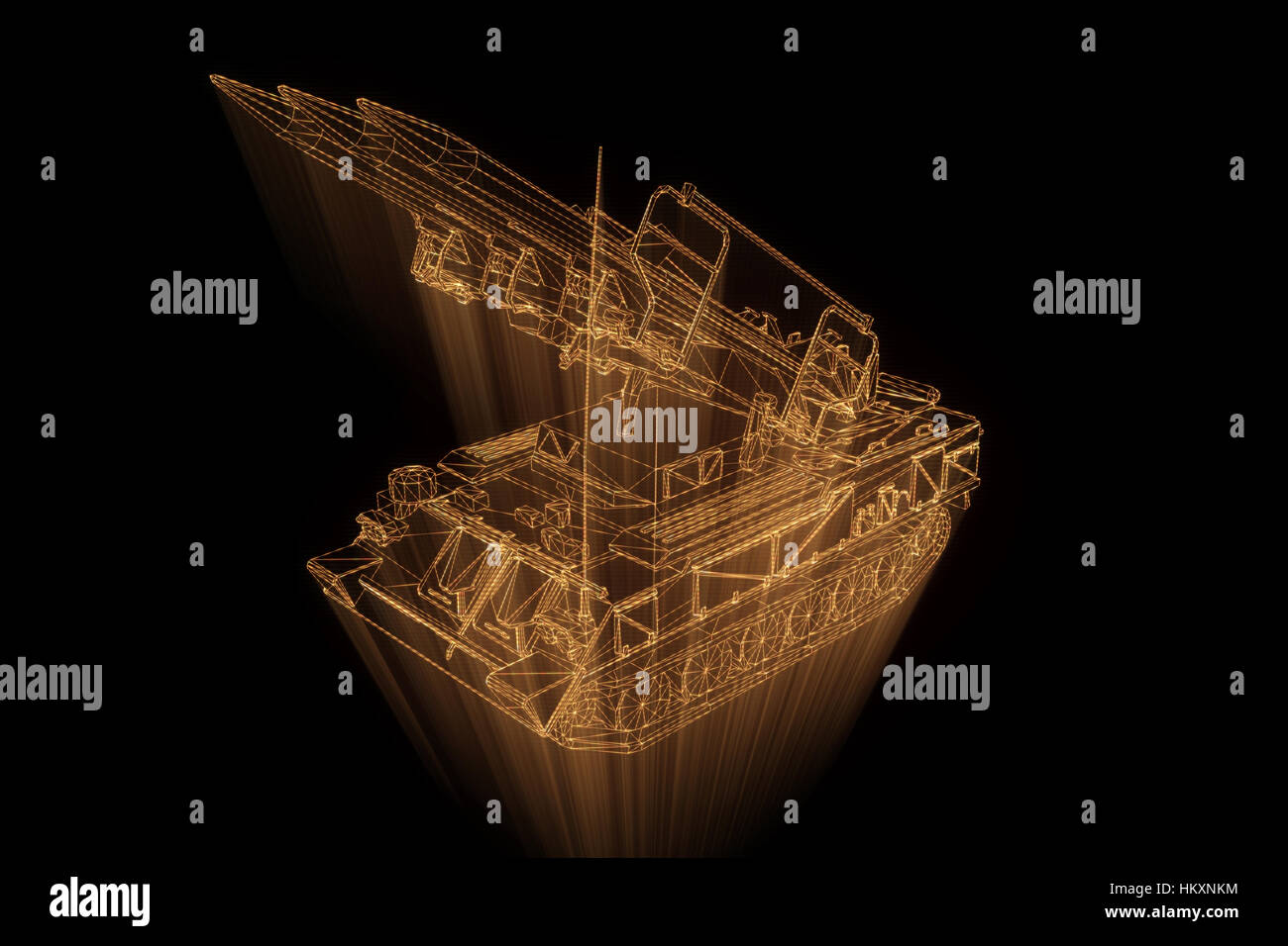 3D Tank Hologram Wireframe in Motion. Nice 3D Rendering Stock Photo - Alamy