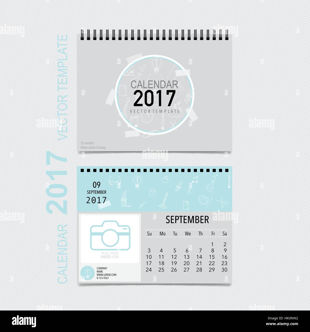2017 Calendar planner vector design, monthly calendar template for ...