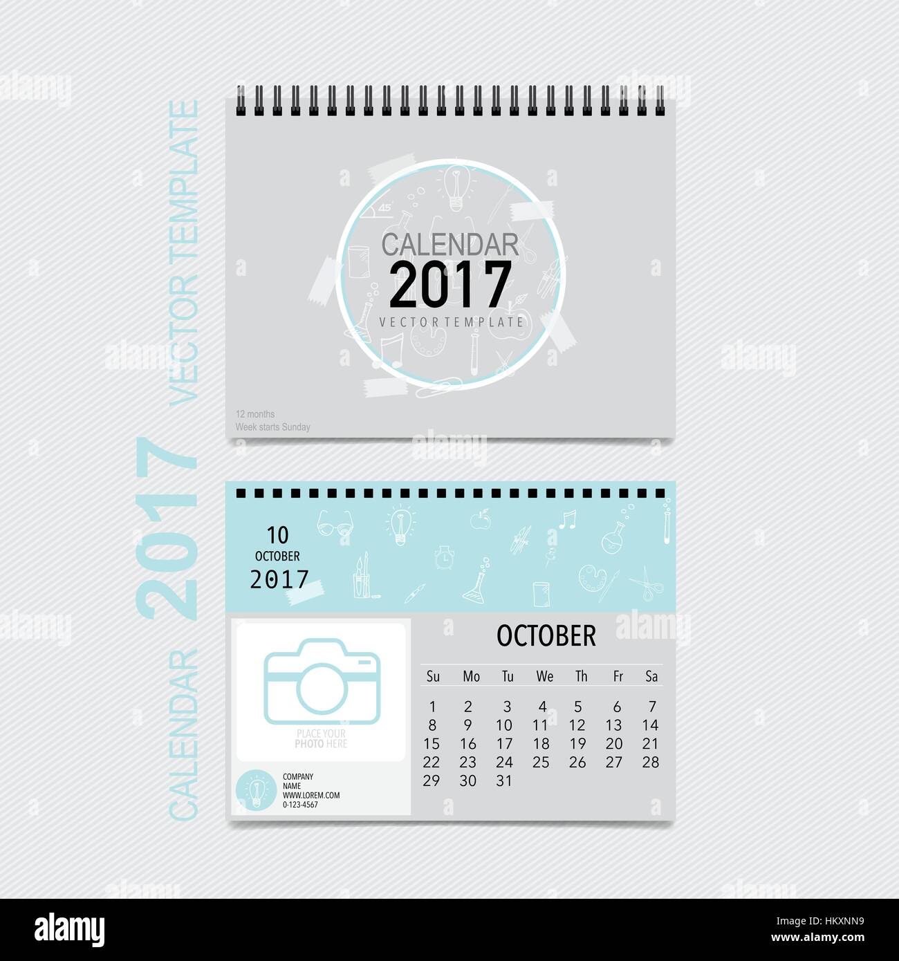 2017 Calendar planner vector design, monthly calendar template for ...