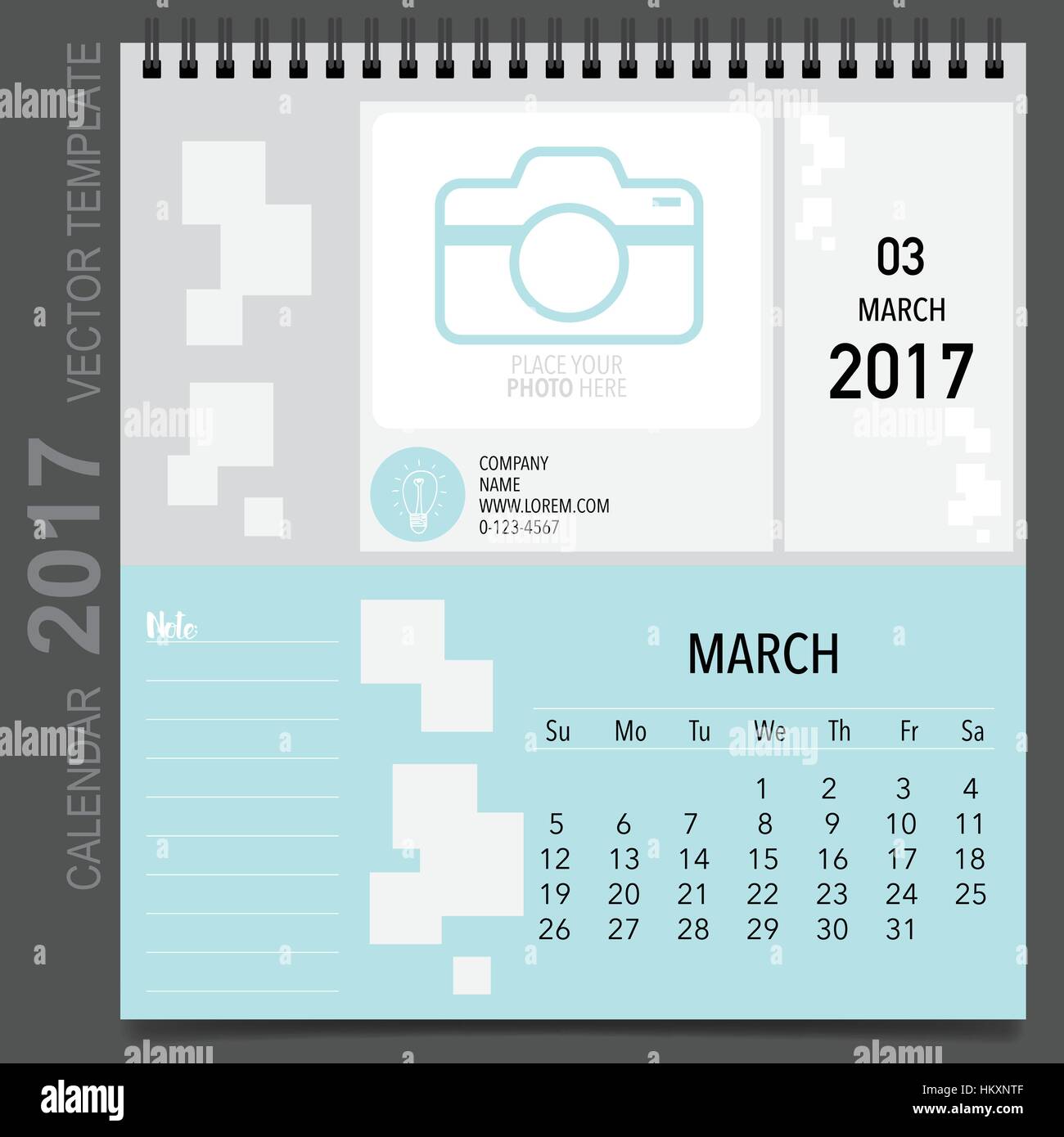 2017 Calendar planner vector design, monthly calendar template for ...