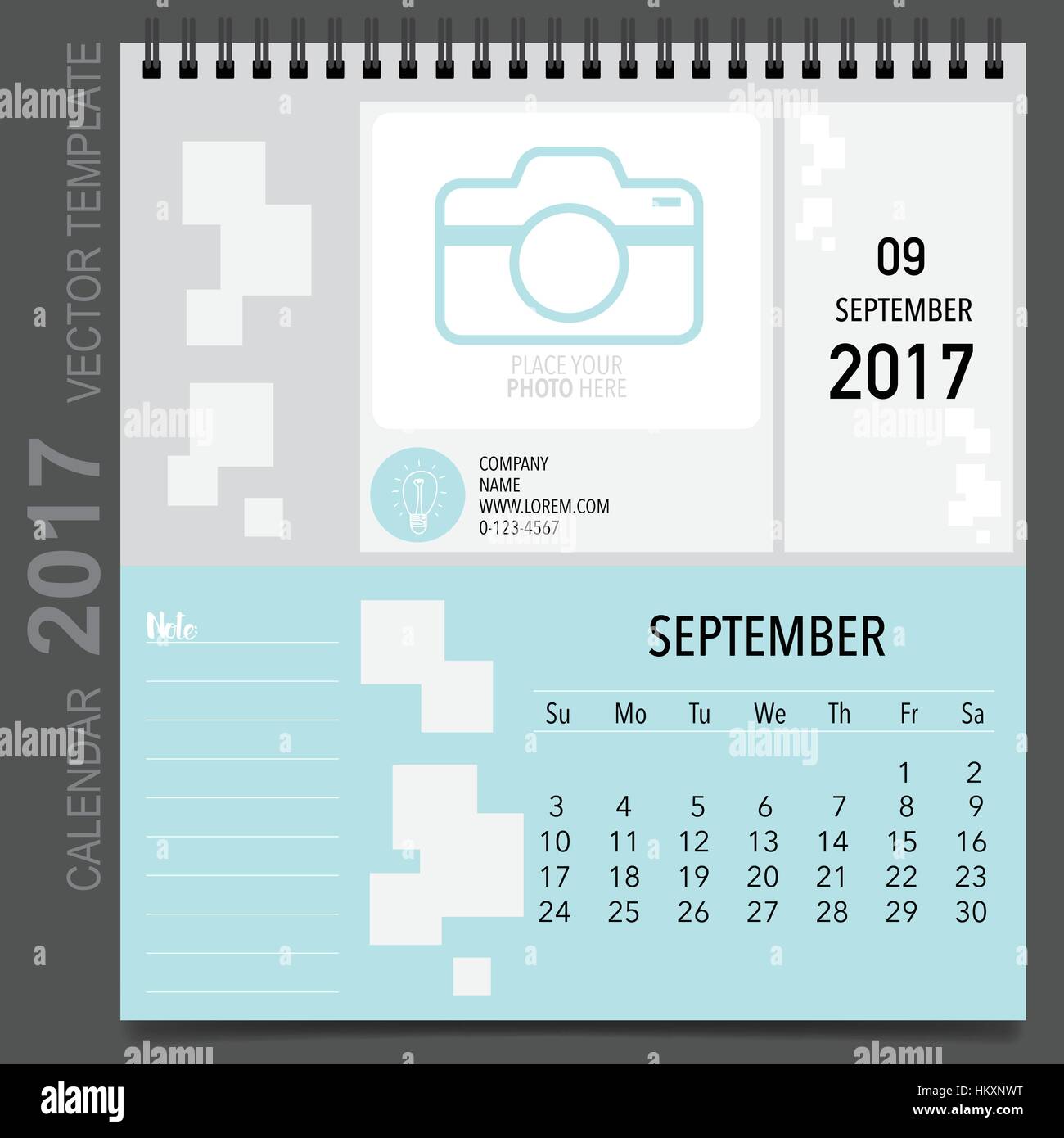 2017 Calendar planner vector design, monthly calendar template for ...
