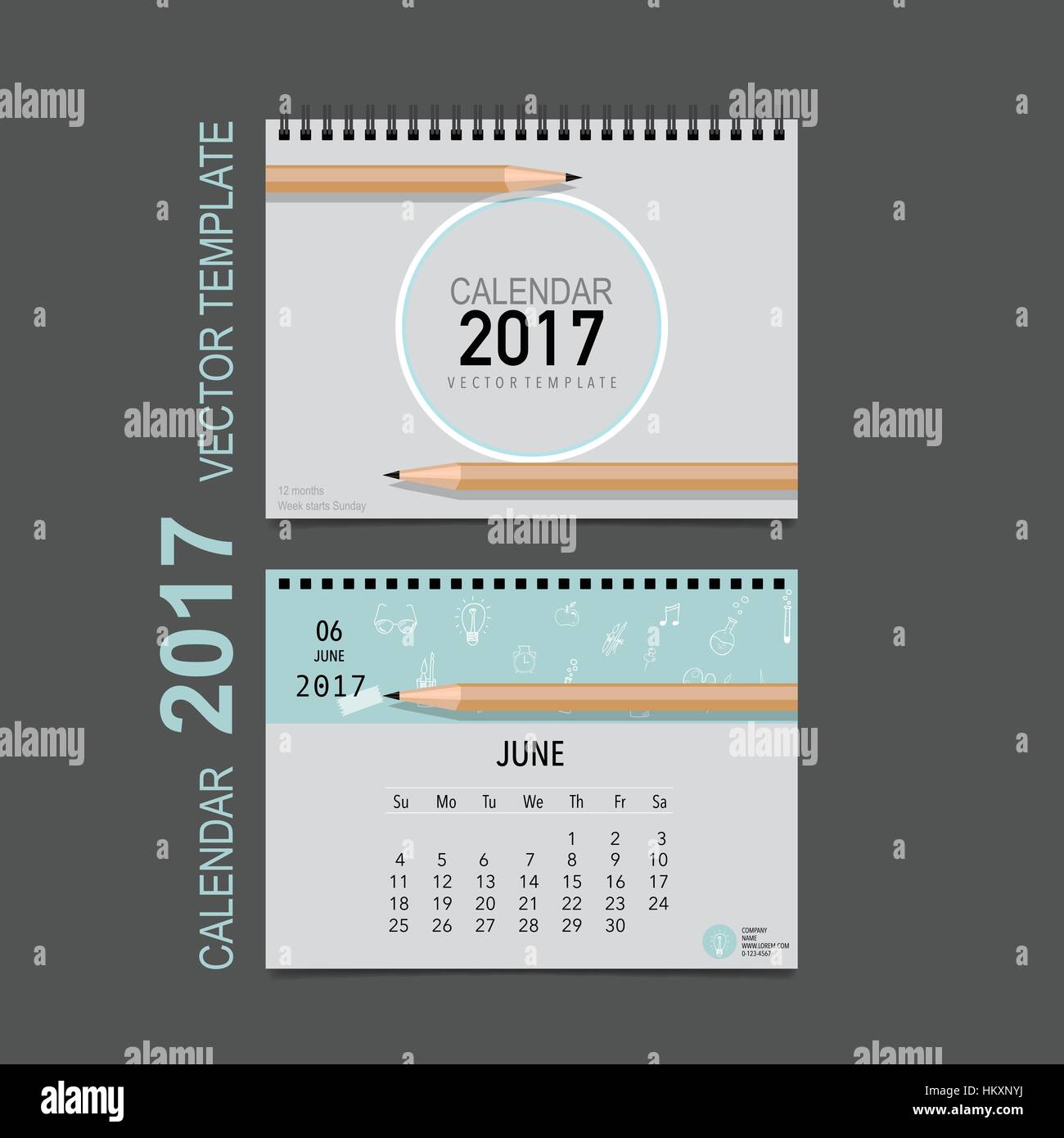2017 Calendar planner vector design, monthly calendar template for June ...