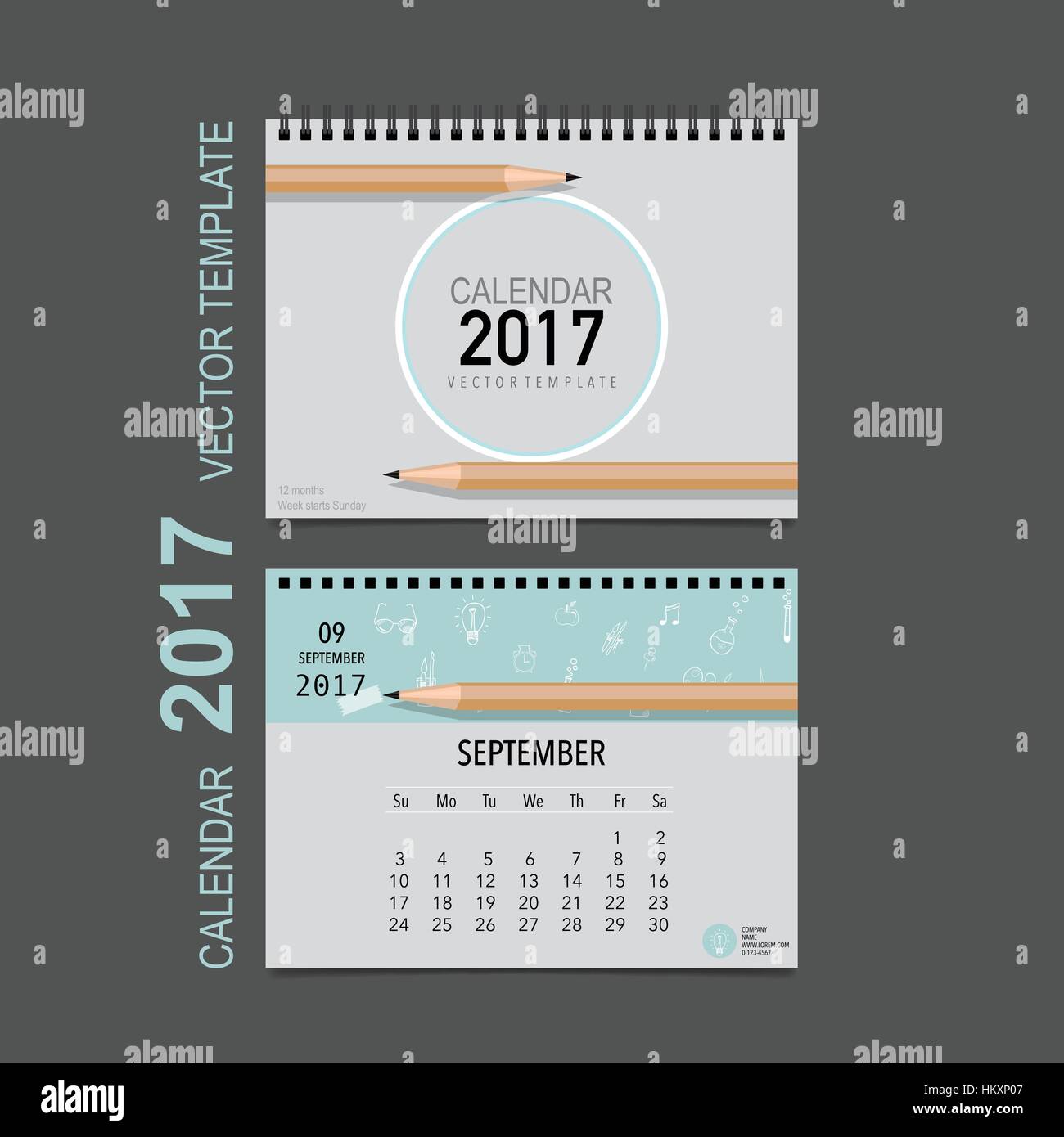 2017 Calendar planner vector design, monthly calendar template for ...