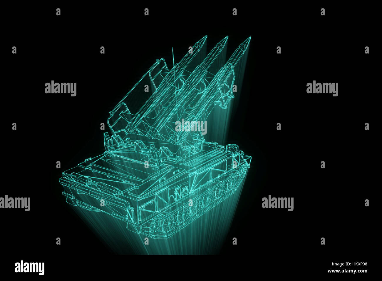 3D Tank Hologram Wireframe in Motion. Nice 3D Rendering Stock Photo - Alamy