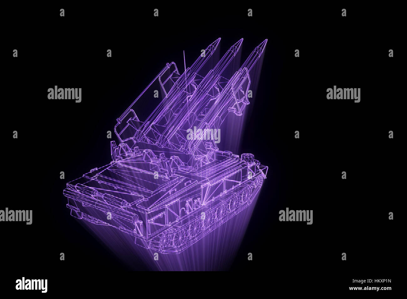 3D Tank Hologram Wireframe in Motion. Nice 3D Rendering Stock Photo - Alamy
