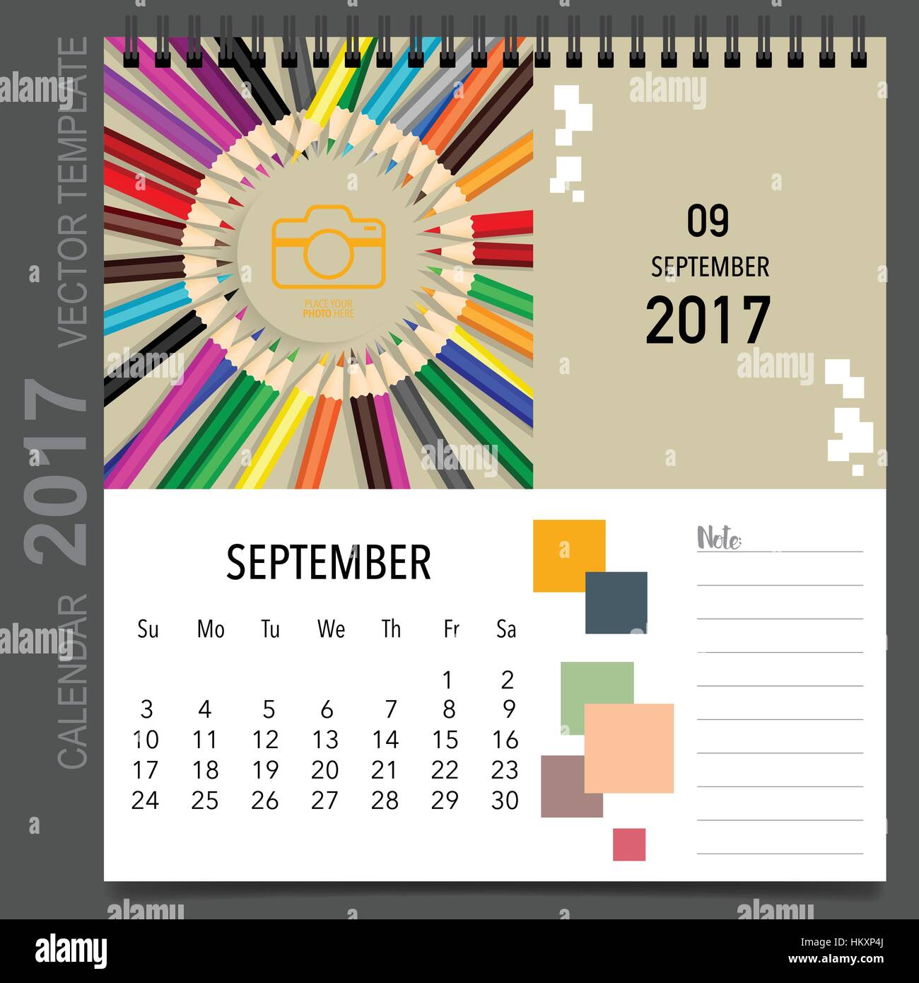 2017 Calendar planner vector design, monthly calendar template for ...