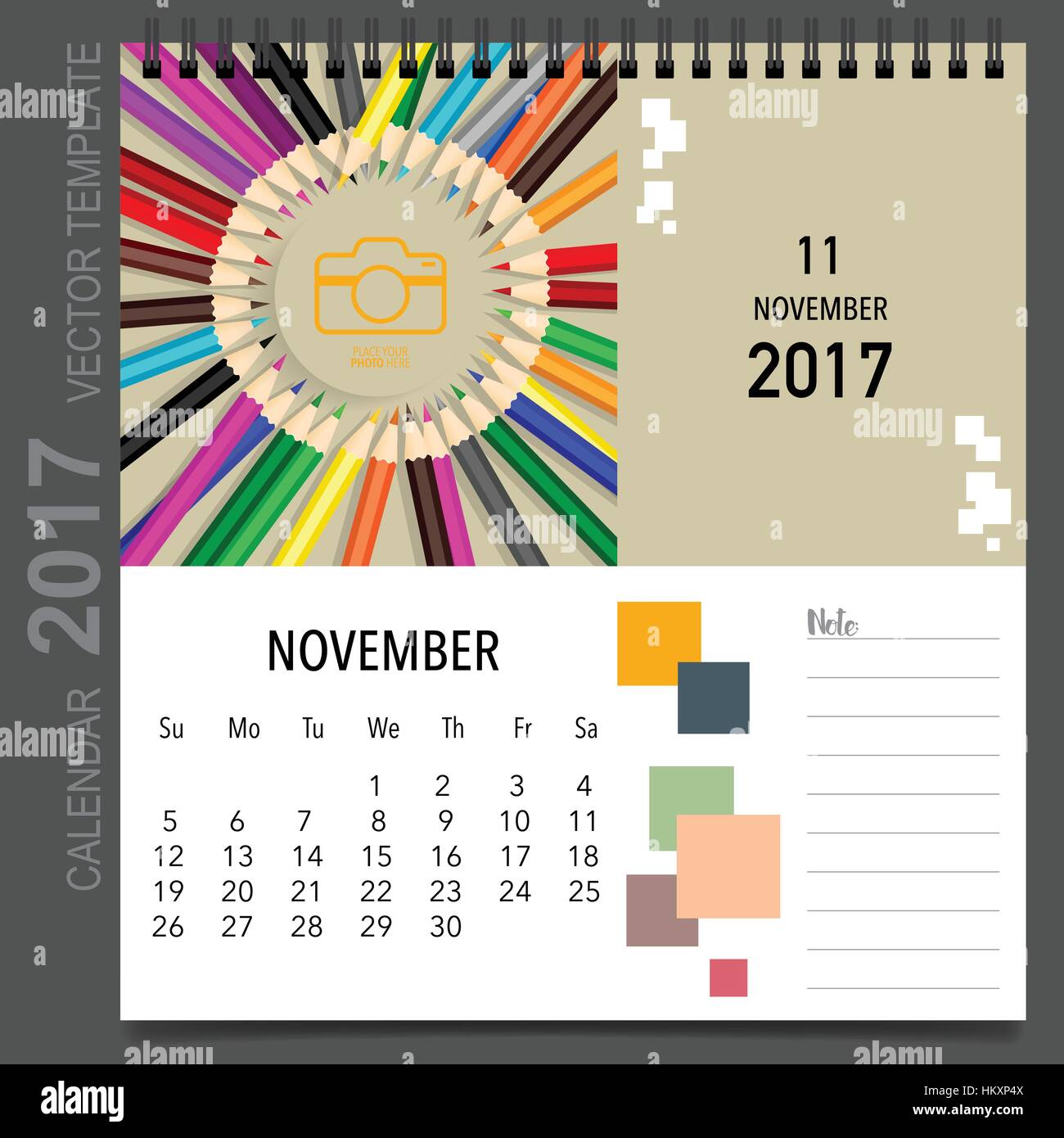2017 Calendar planner vector design, monthly calendar template for ...