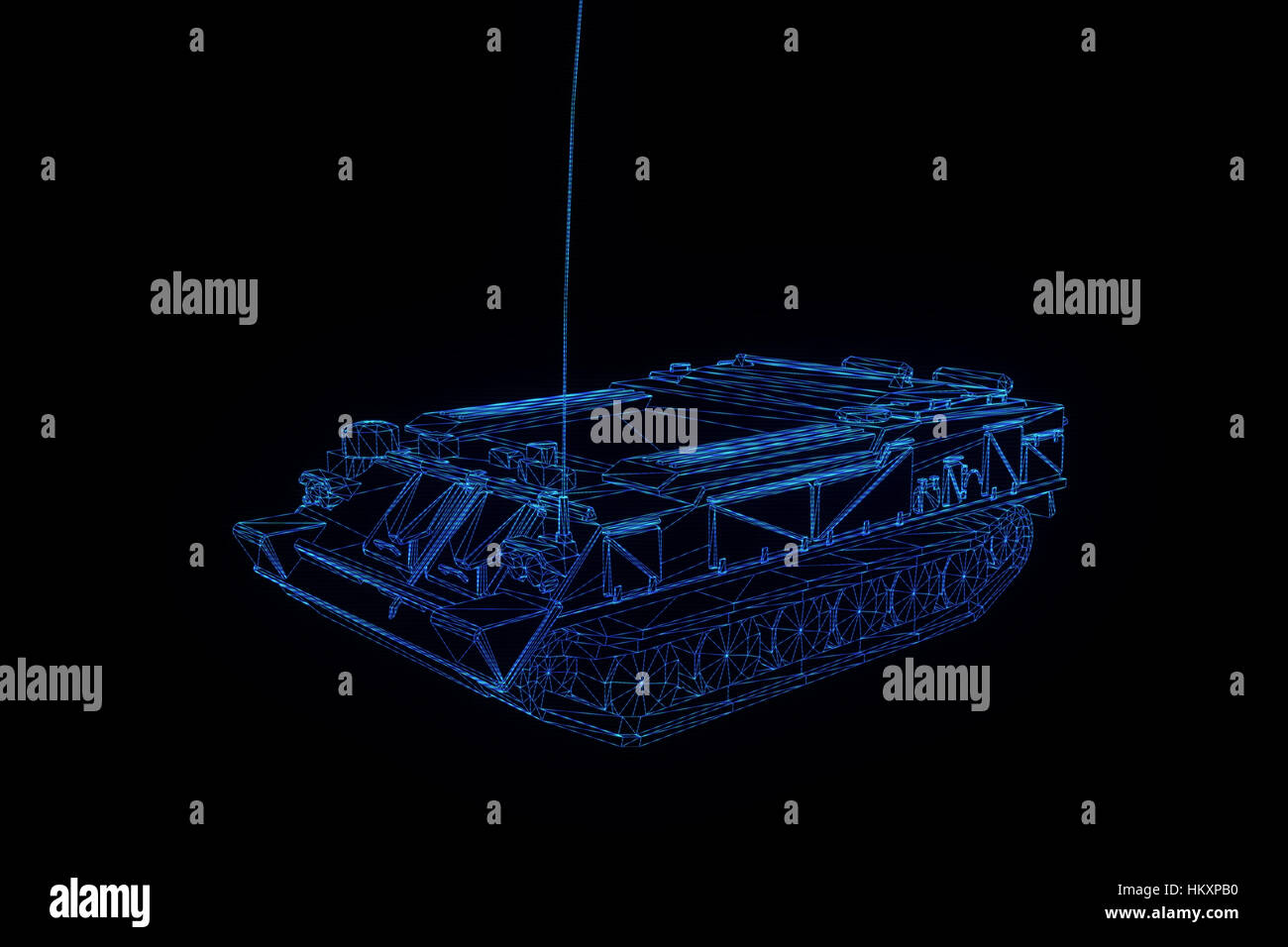 3D Tank Hologram Wireframe in Motion. Nice 3D Rendering Stock Photo - Alamy