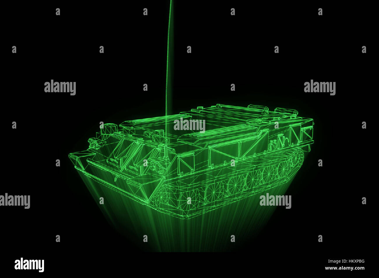 3D Tank Hologram Wireframe in Motion. Nice 3D Rendering Stock Photo - Alamy