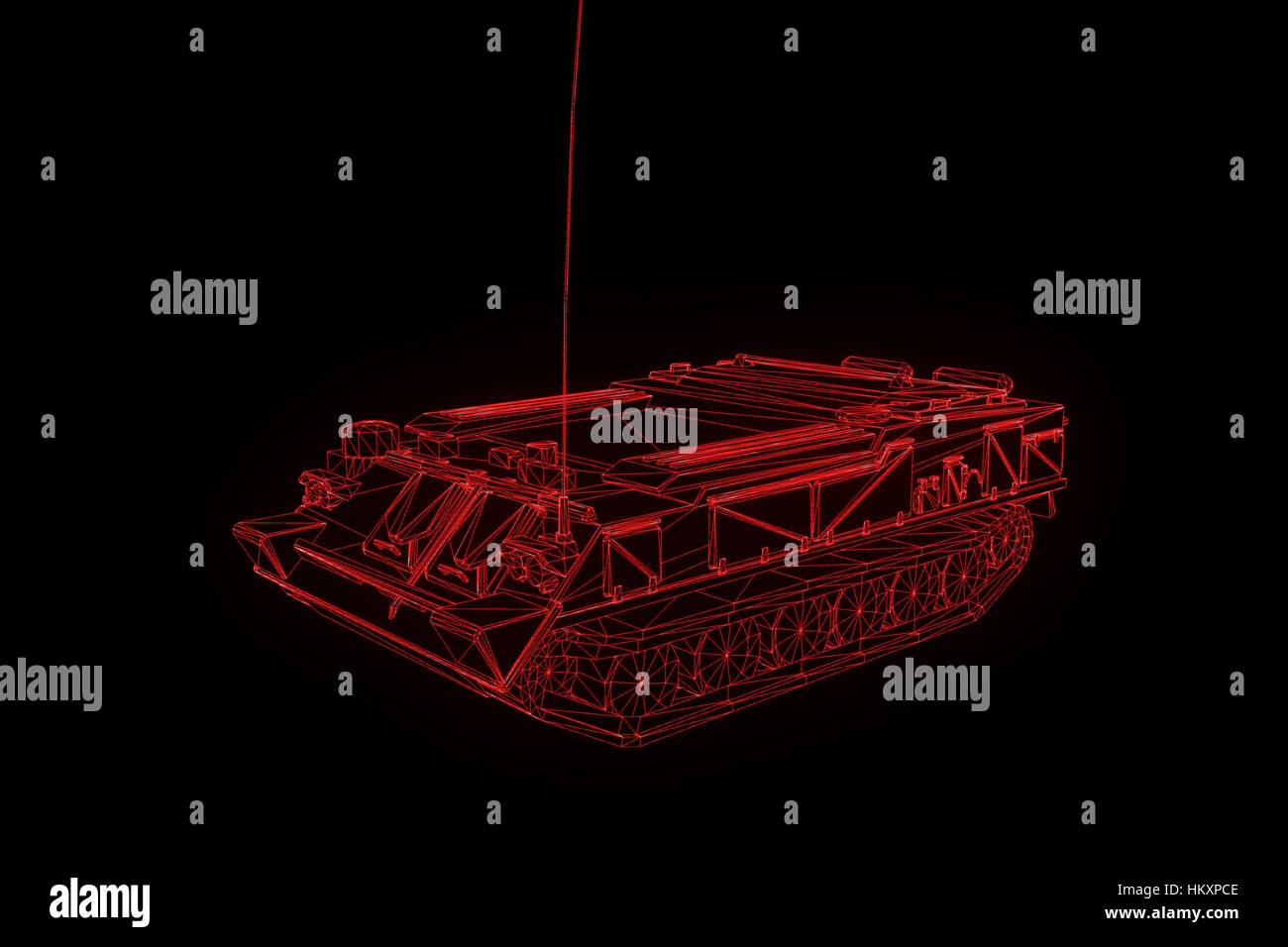 3D Tank Hologram Wireframe in Motion. Nice 3D Rendering Stock Photo - Alamy