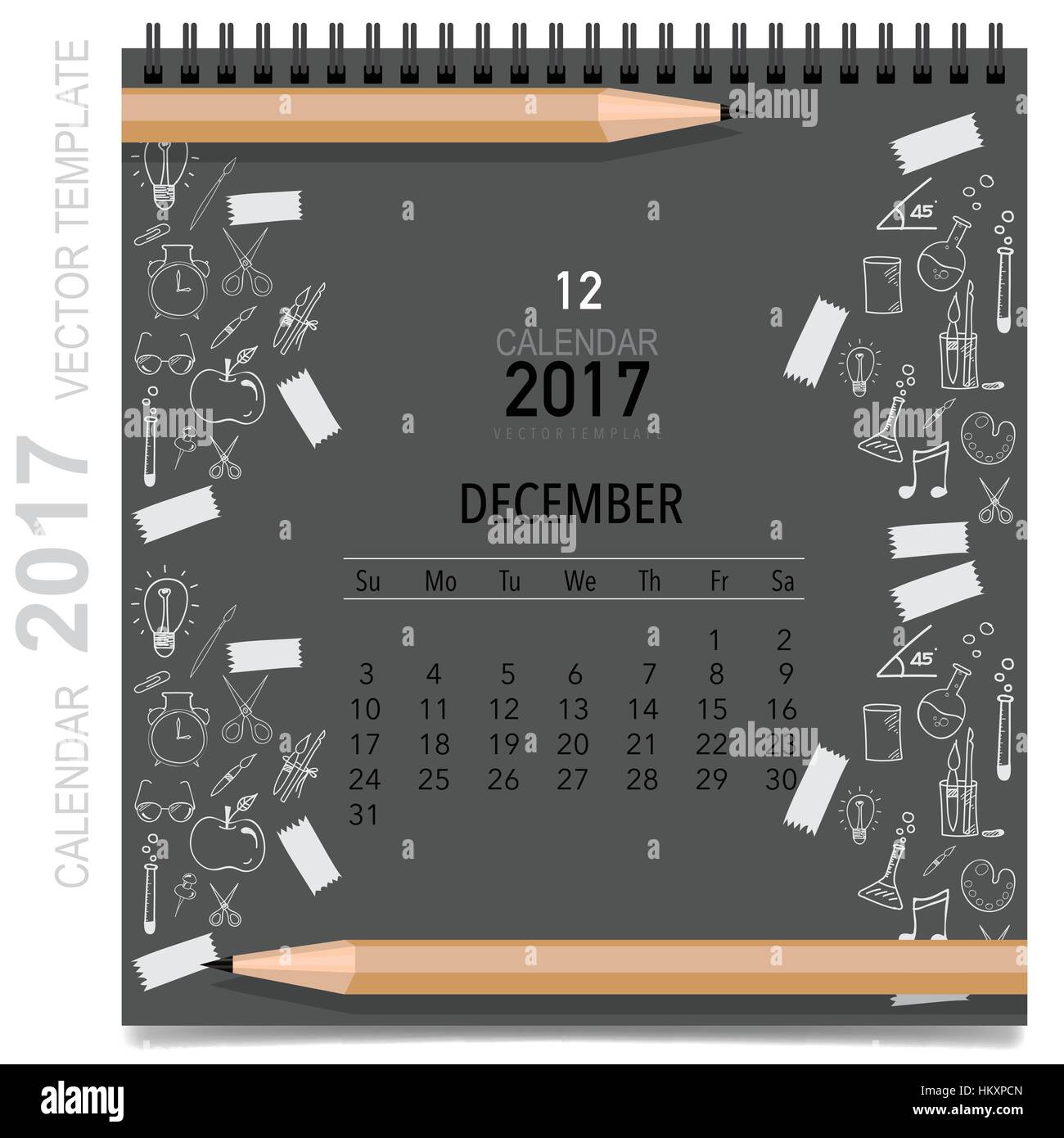 2017 Calendar planner vector design, monthly calendar template for ...
