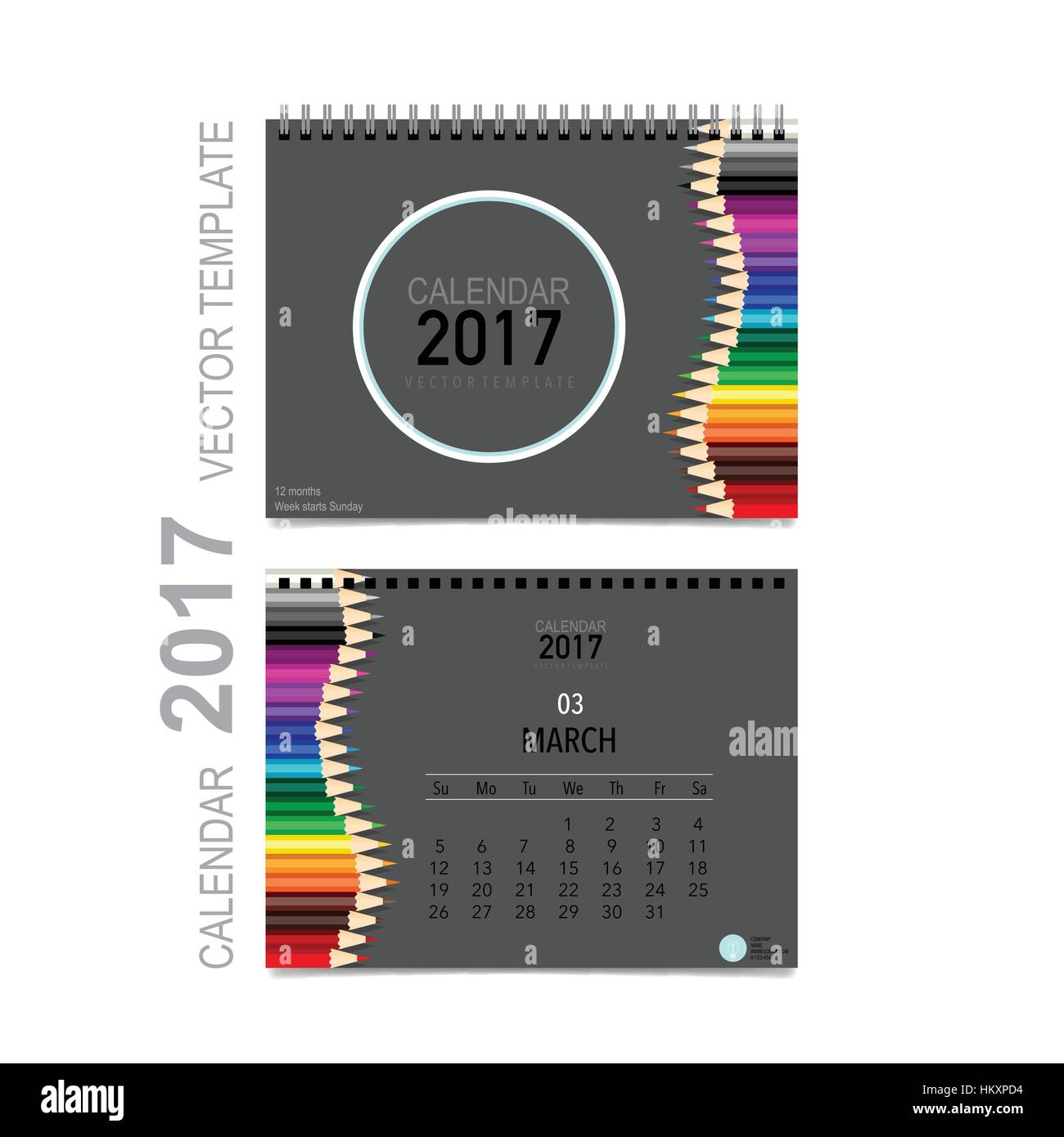 2017 Calendar planner vector design, monthly calendar template for ...