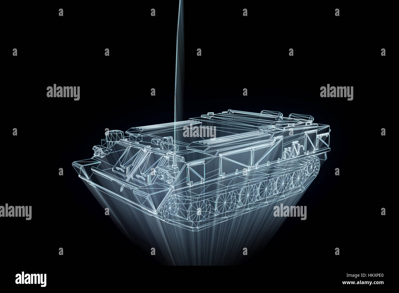 3D Tank Hologram Wireframe in Motion. Nice 3D Rendering Stock Photo - Alamy