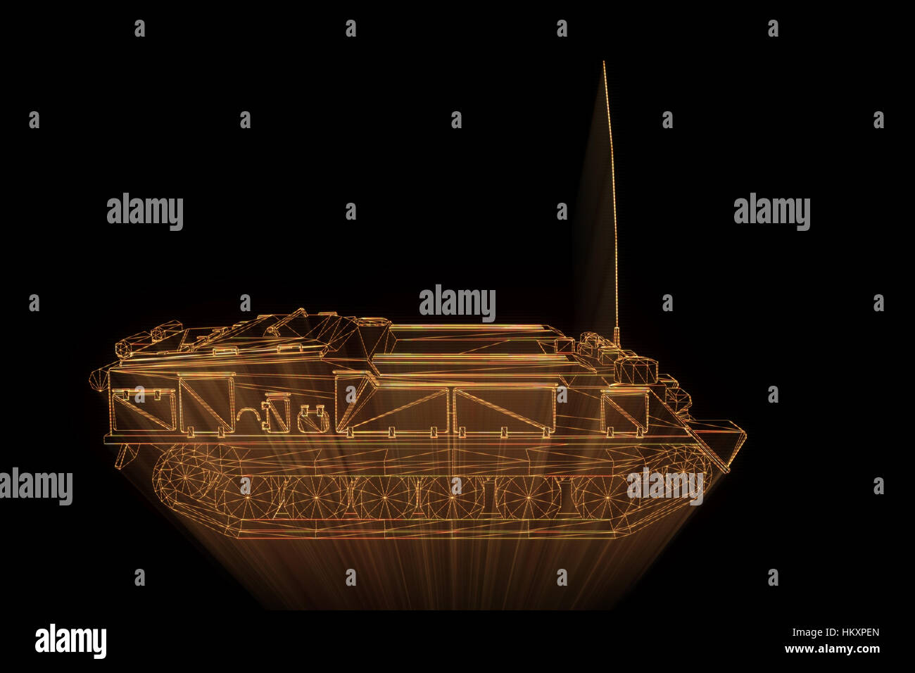 3D Tank Hologram Wireframe in Motion. Nice 3D Rendering Stock Photo - Alamy