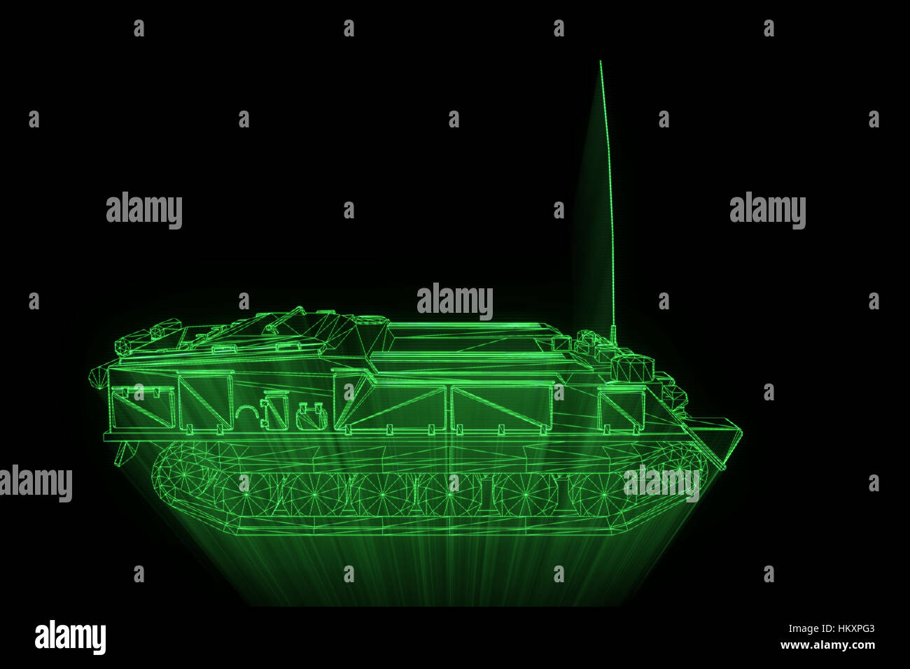 3D Tank Hologram Wireframe in Motion. Nice 3D Rendering Stock Photo - Alamy