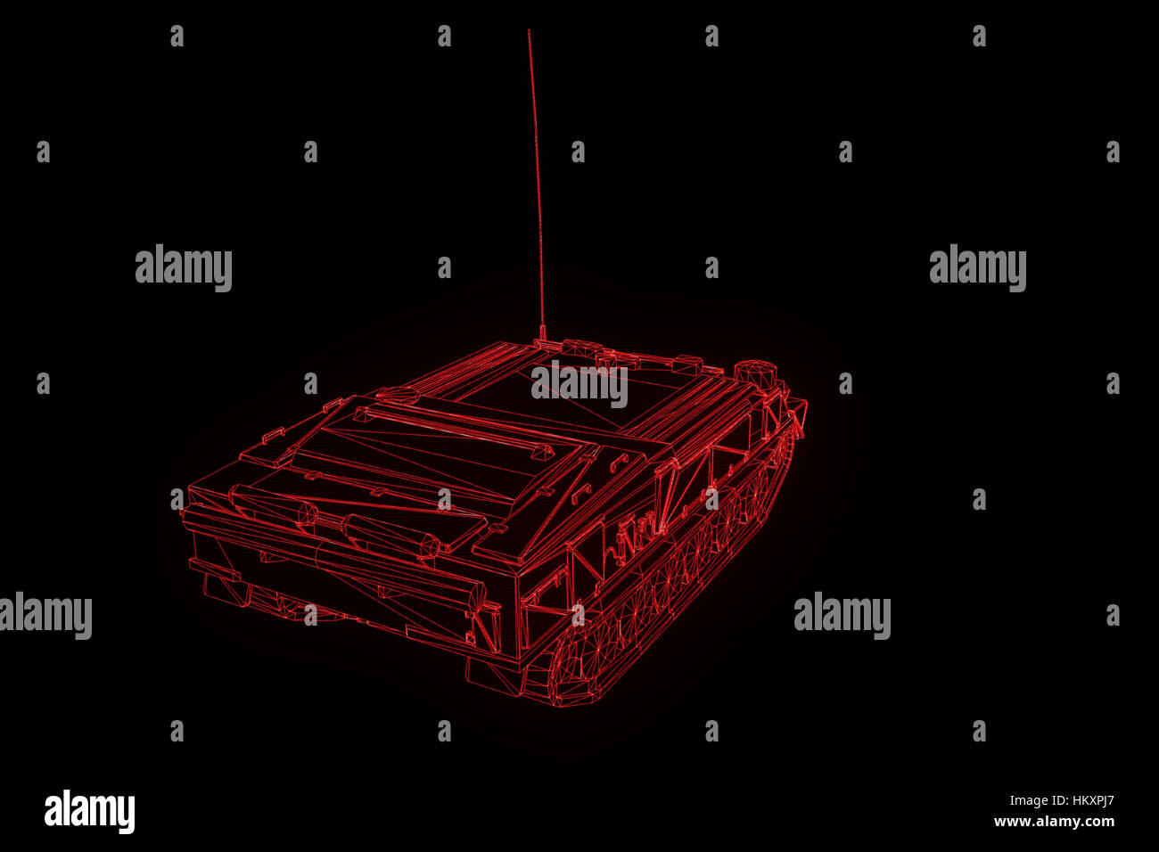 3D Tank Hologram Wireframe in Motion. Nice 3D Rendering Stock Photo - Alamy