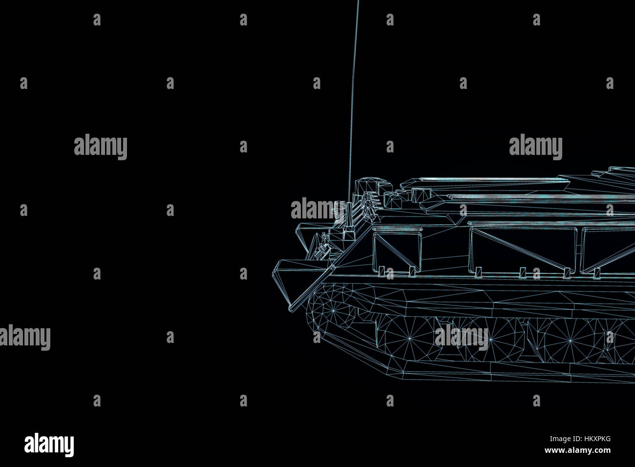 3D Tank Hologram Wireframe in Motion. Nice 3D Rendering Stock Photo - Alamy