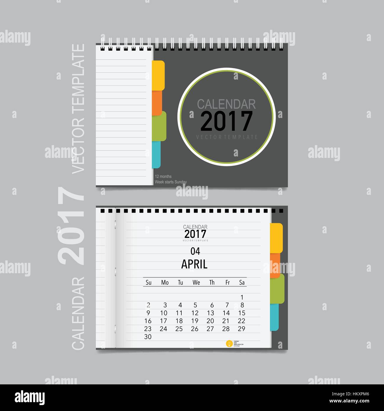 2017 Calendar planner vector design, monthly calendar template for ...