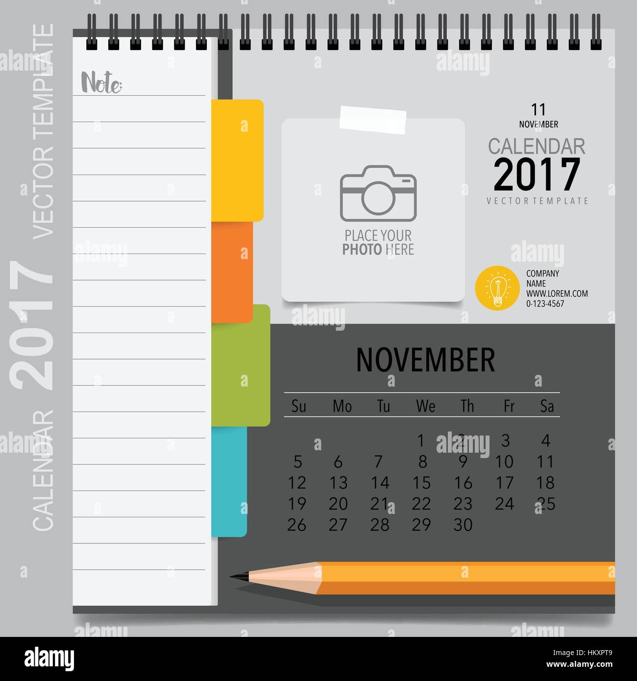 2017 Calendar planner vector design, monthly calendar template for ...