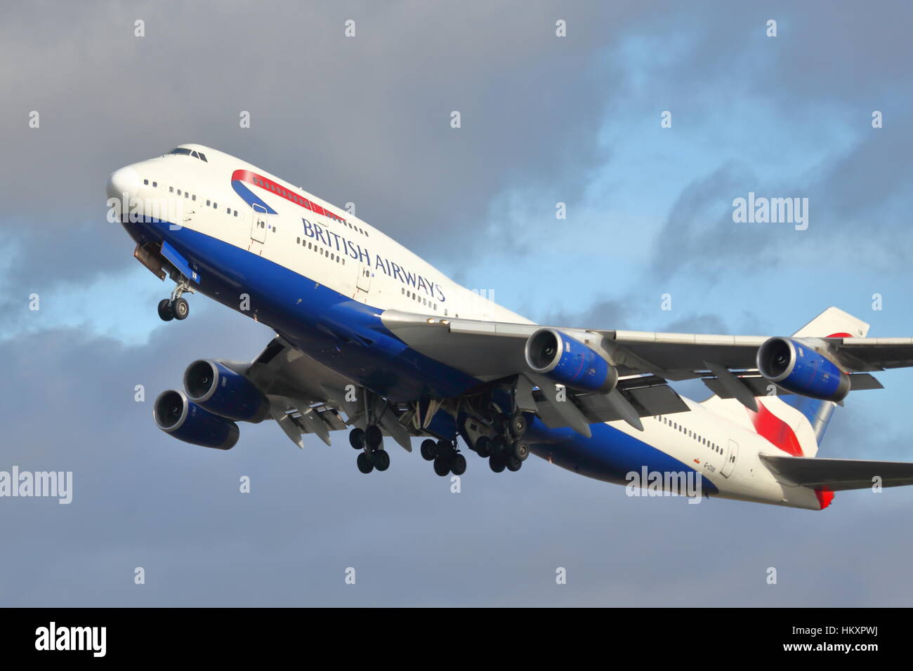 British Airways Boeing 747-400 G-CIVA departing from London Heathrow ...