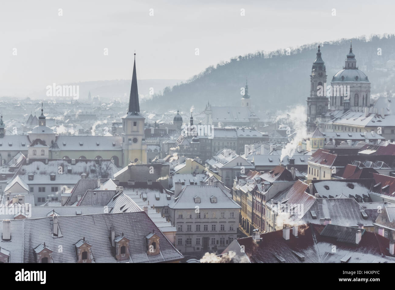 View of Prague under the snow in winter Stock Photo - Alamy