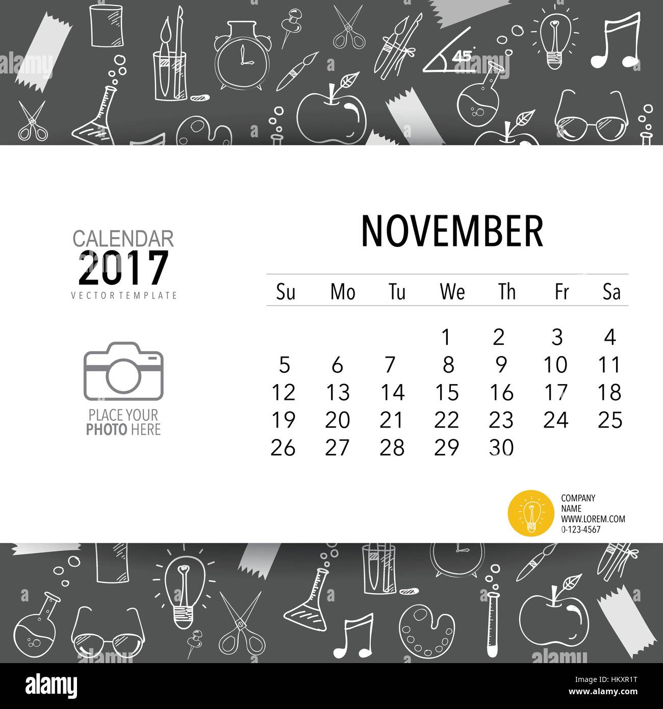2017 Calendar planner vector design, monthly calendar template for ...