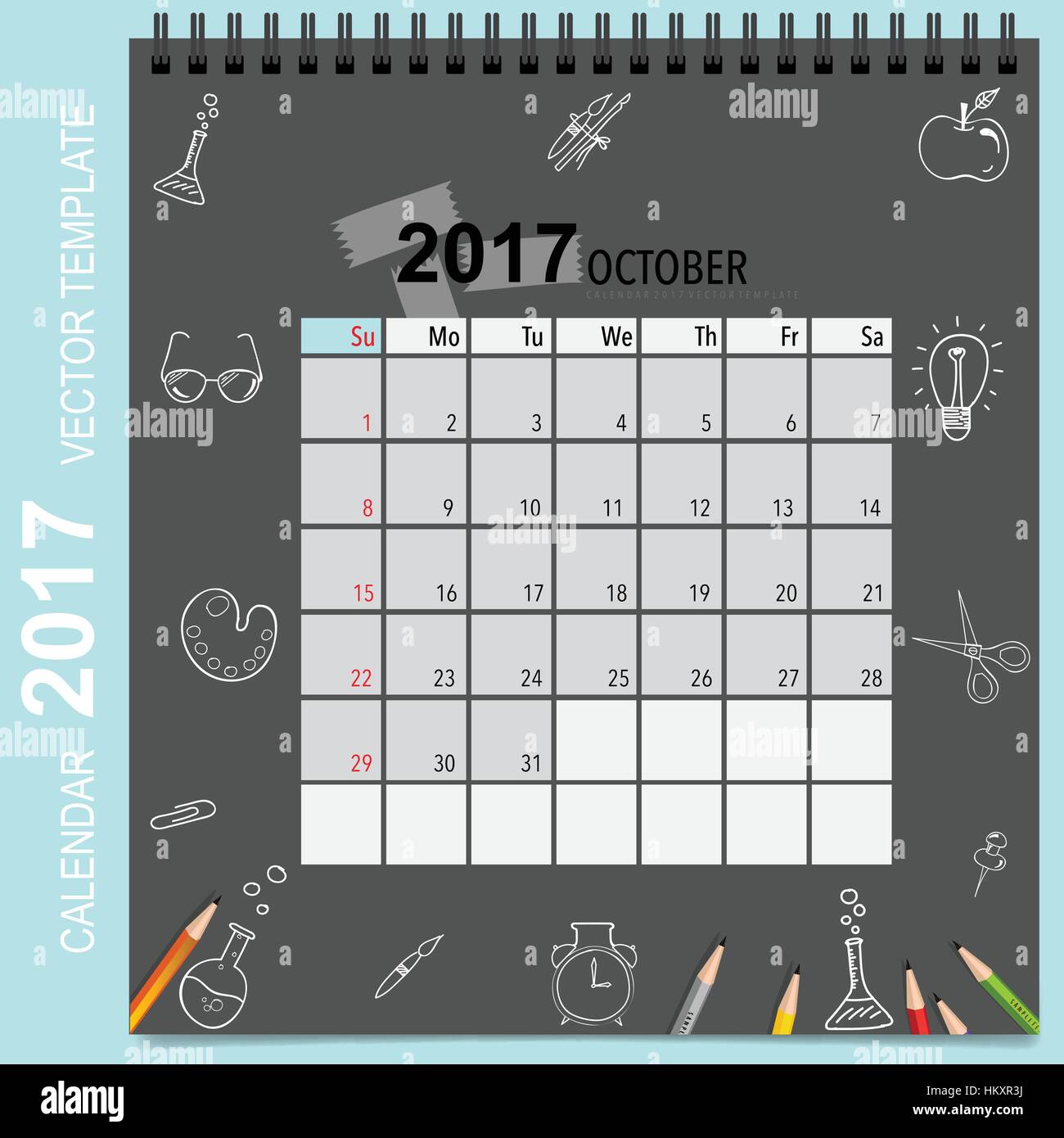 2017 Calendar planner vector design, monthly calendar template for ...