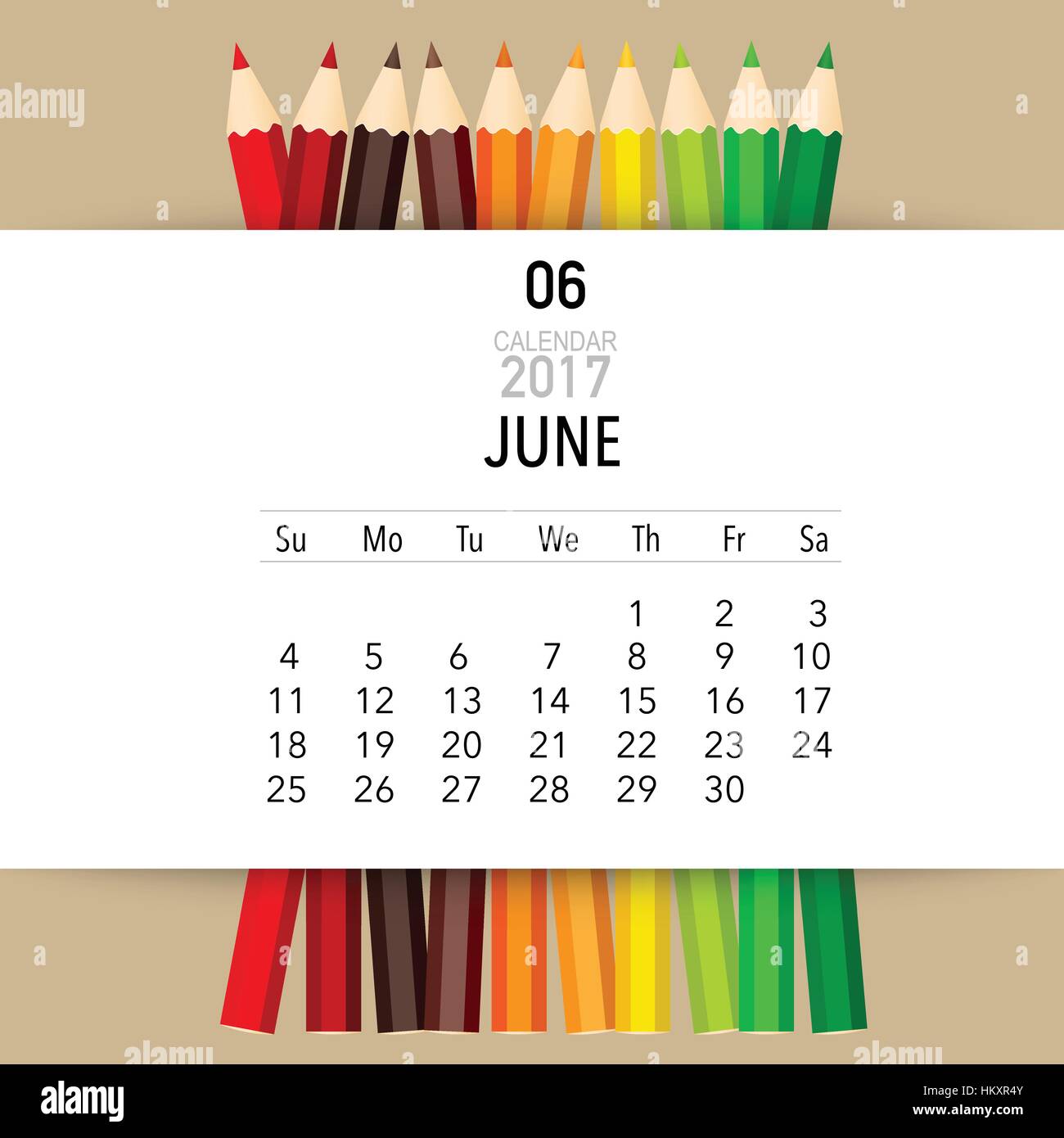 2017 Calendar planner vector design, monthly calendar template for June ...
