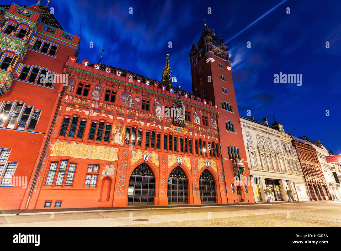 Basel Town Hall at night. Basel, Basel-Stadt, Switzerland Stock Photo ...