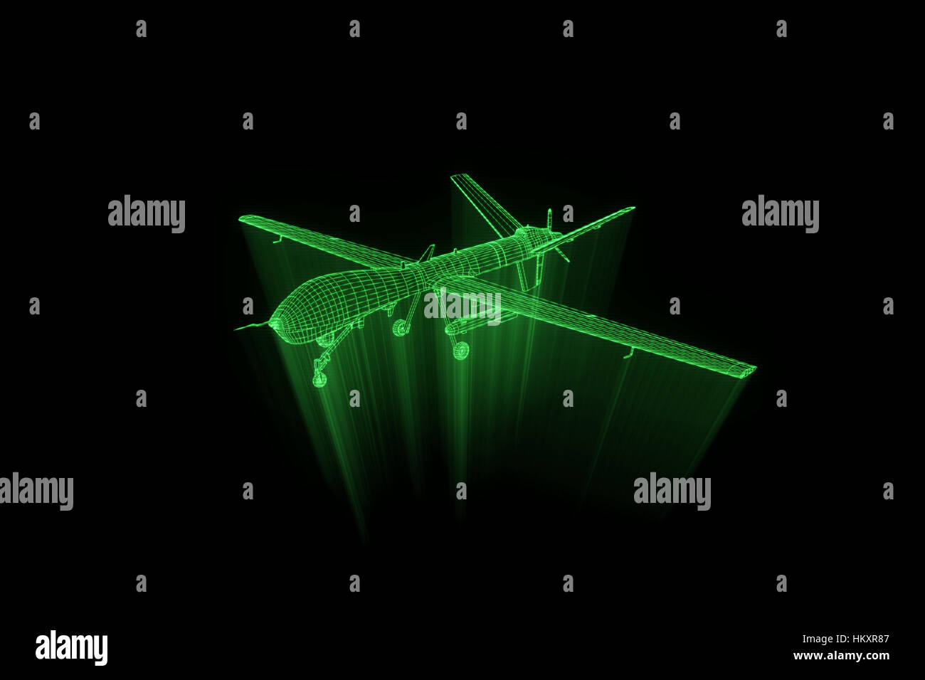Drone in Hologram Wireframe Style. Nice 3D Rendering Stock Photo - Alamy