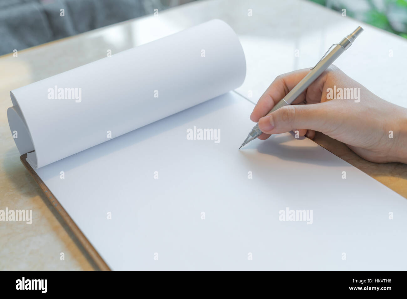 Hand writing in blank application form Stock Photo - Alamy