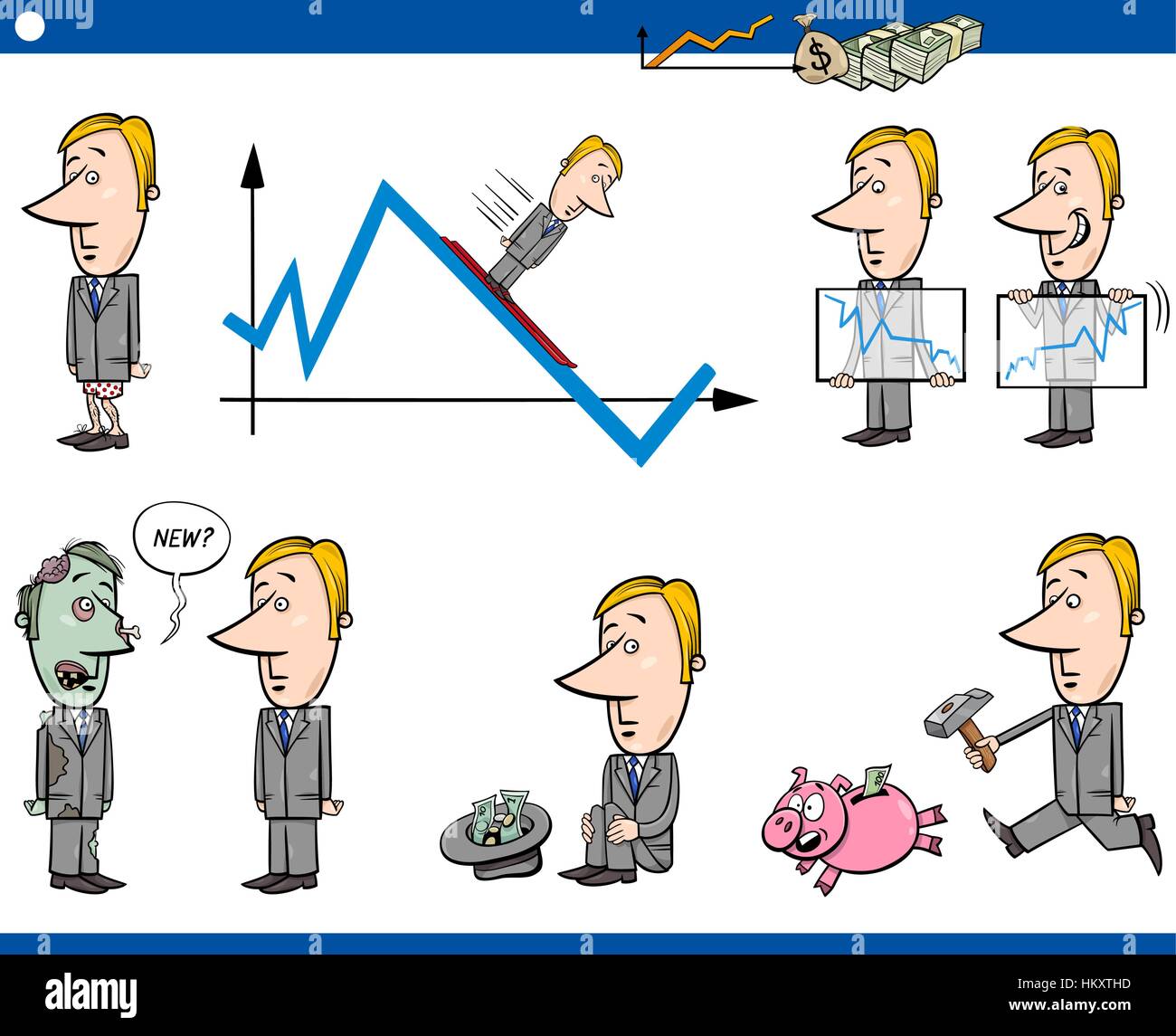 Concept Cartoon Illustration Set of Business Metaphors with Businessman ...