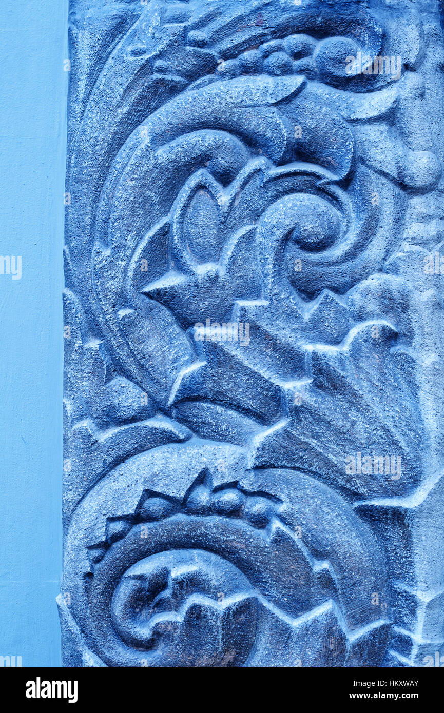 blue plaster mural on a wall background Stock Photo - Alamy