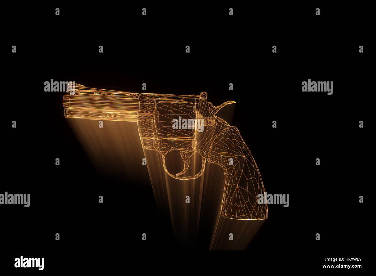 Gun Weapon Hologram Wireframe in Motion. Nice 3D Rendering Stock Photo ...