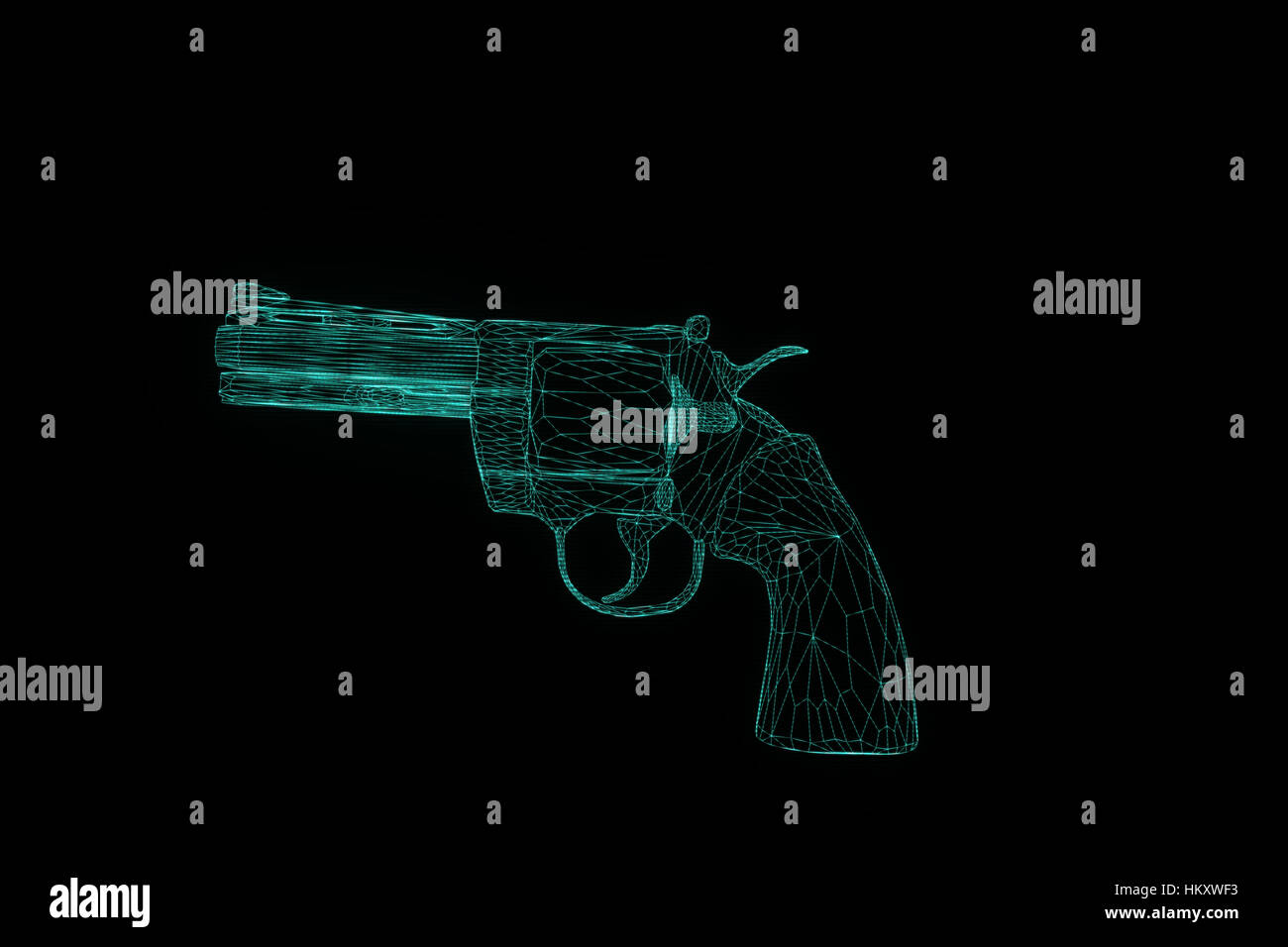 Gun Weapon Hologram Wireframe in Motion. Nice 3D Rendering Stock Photo ...
