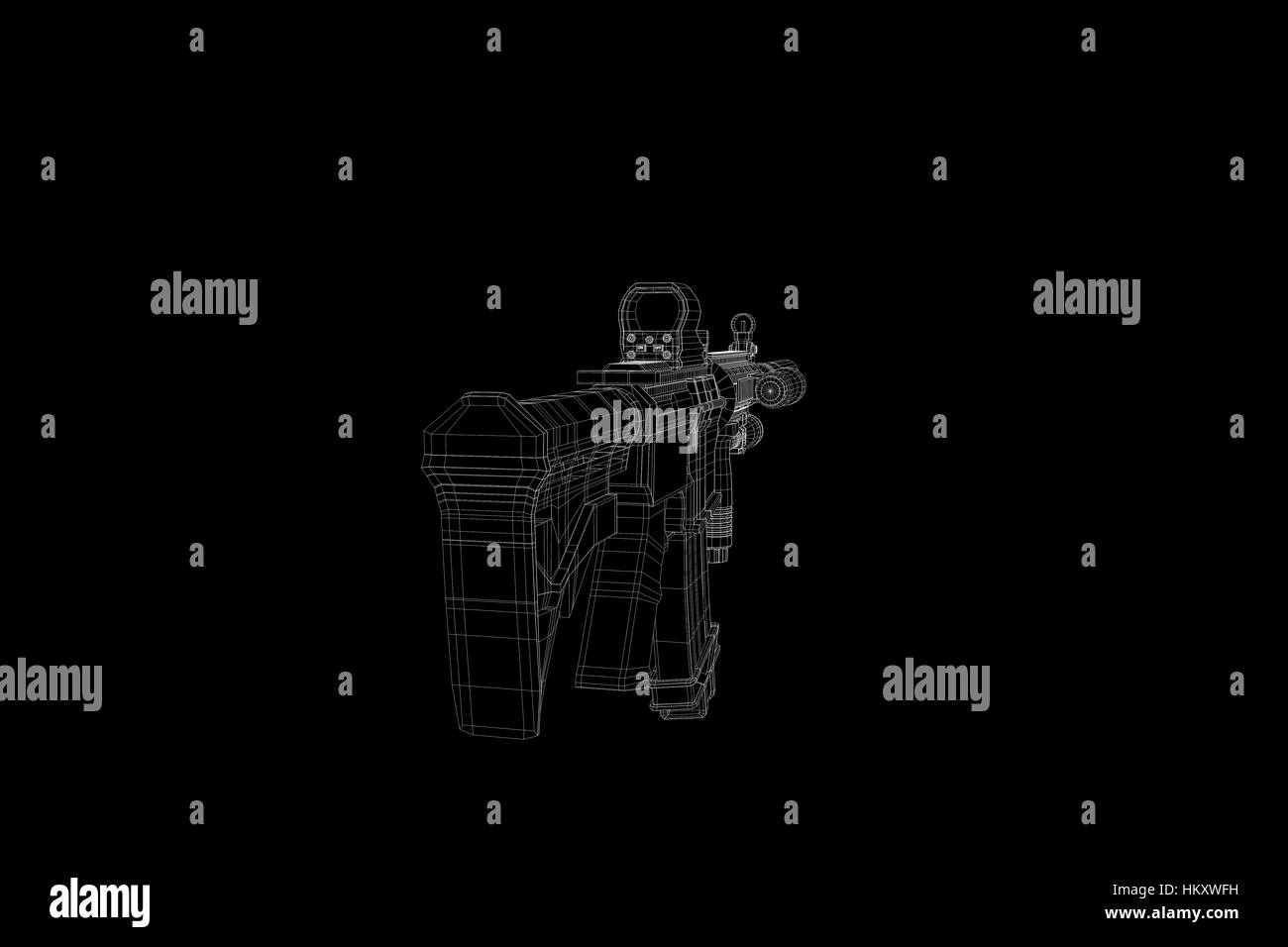 Gun Weapon Hologram Wireframe in Motion. Nice 3D Rendering Stock Photo ...