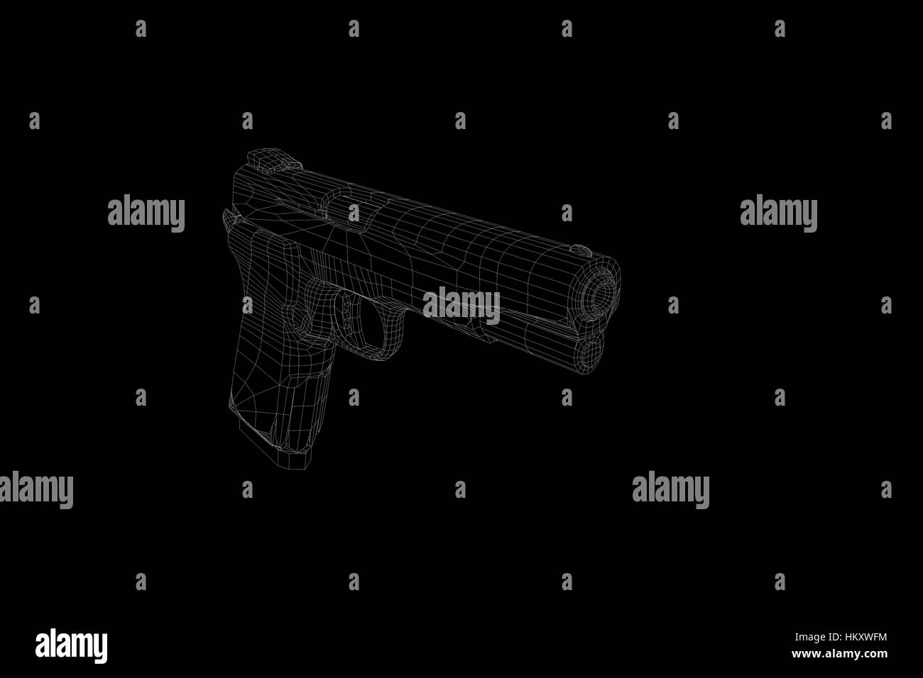 Gun Weapon Hologram Wireframe in Motion. Nice 3D Rendering Stock Photo ...