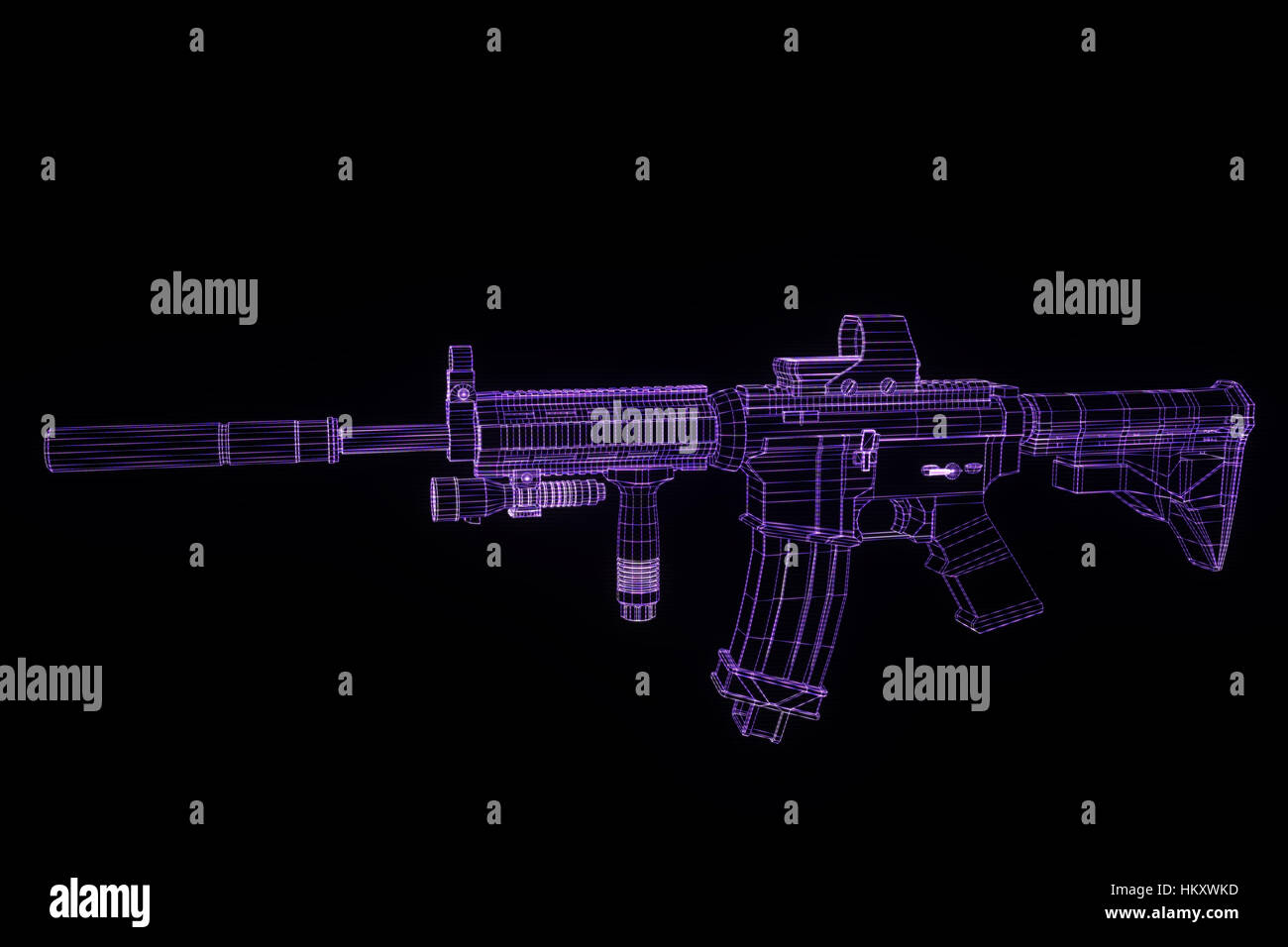 Gun Weapon Hologram Wireframe in Motion. Nice 3D Rendering Stock Photo - Alamy