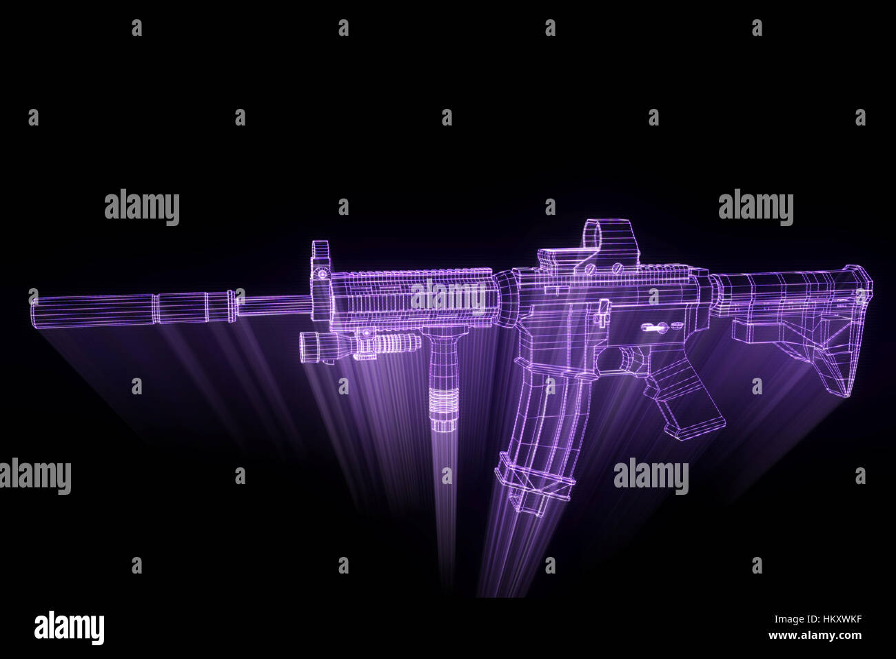 Gun Weapon Hologram Wireframe in Motion. Nice 3D Rendering Stock Photo ...