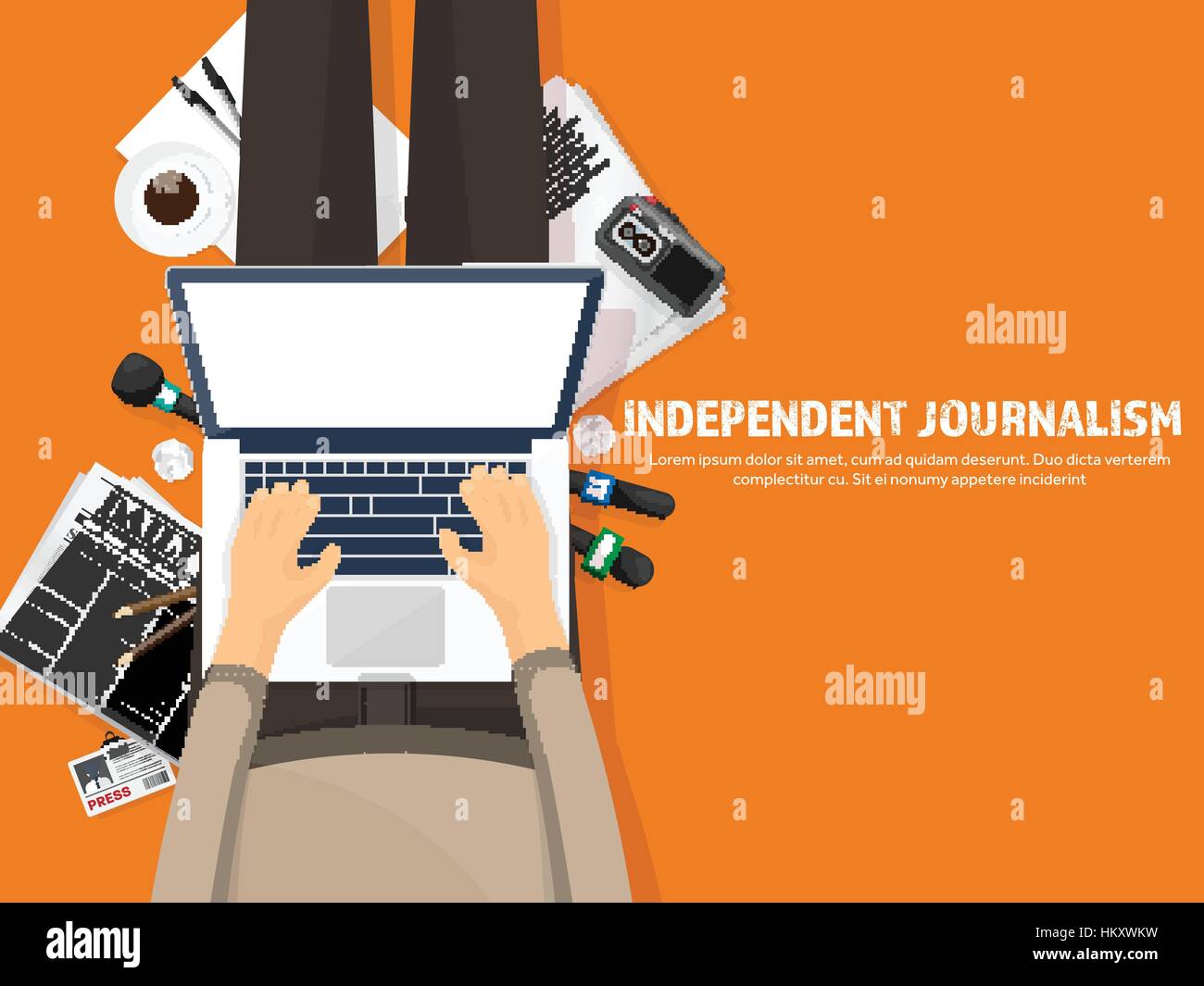 Mass media background in a flat style.Press conference with ...